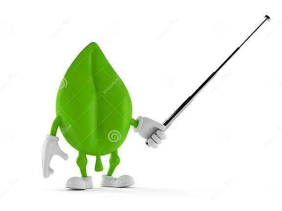 Leaf Character Aiming with Pointer Stick Stock Illustration ...