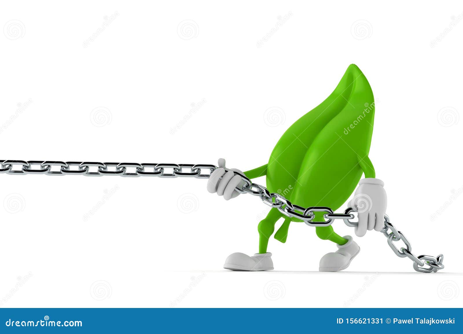 Leaf Character Pulling Chain Stock Illustration | CartoonDealer.com ...