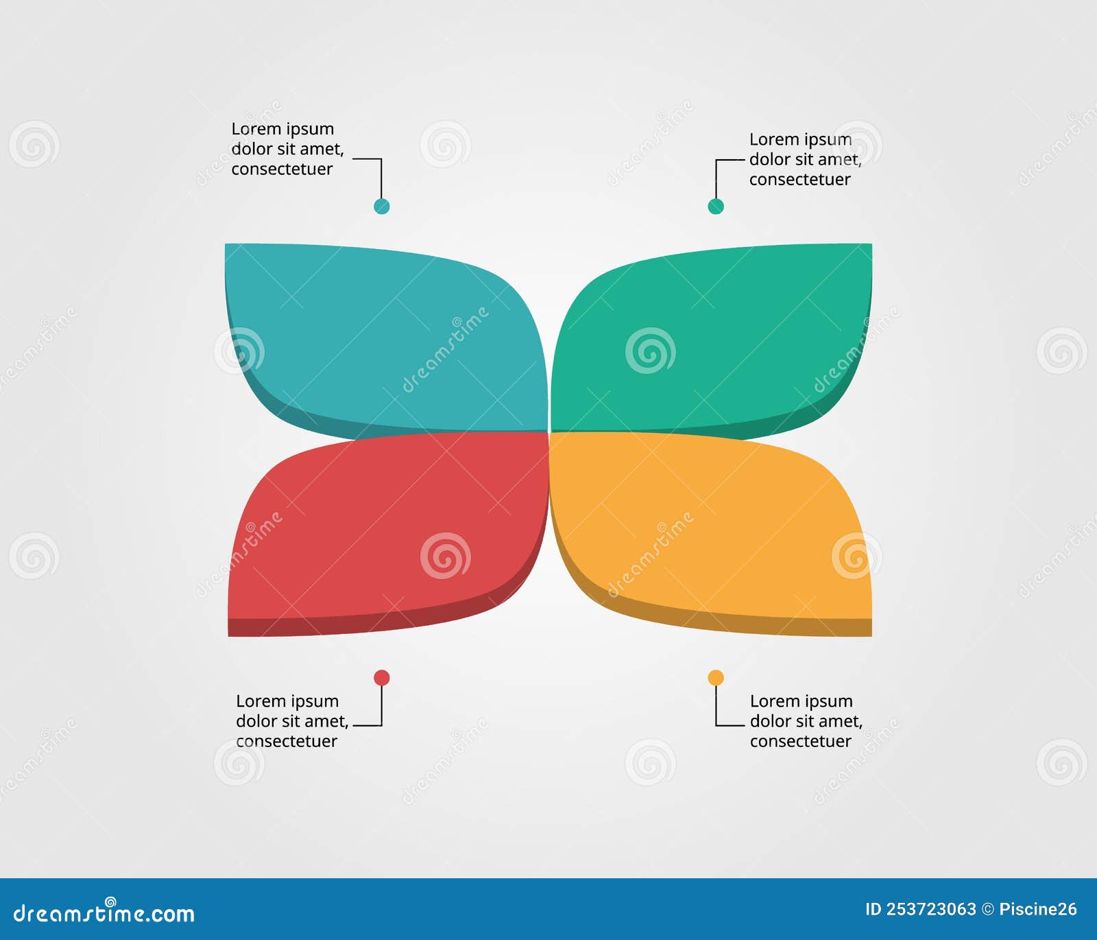 Leaf Chart Template for Infographic for Presentation for 4 Element ...