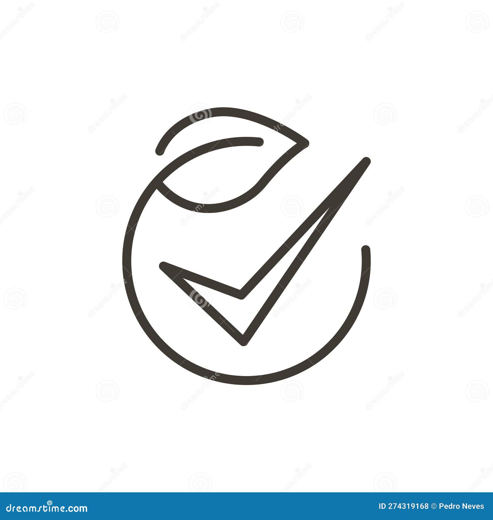Leaf with Checkmark. Vector Thin Line Outline Icon Illustration Stock ...