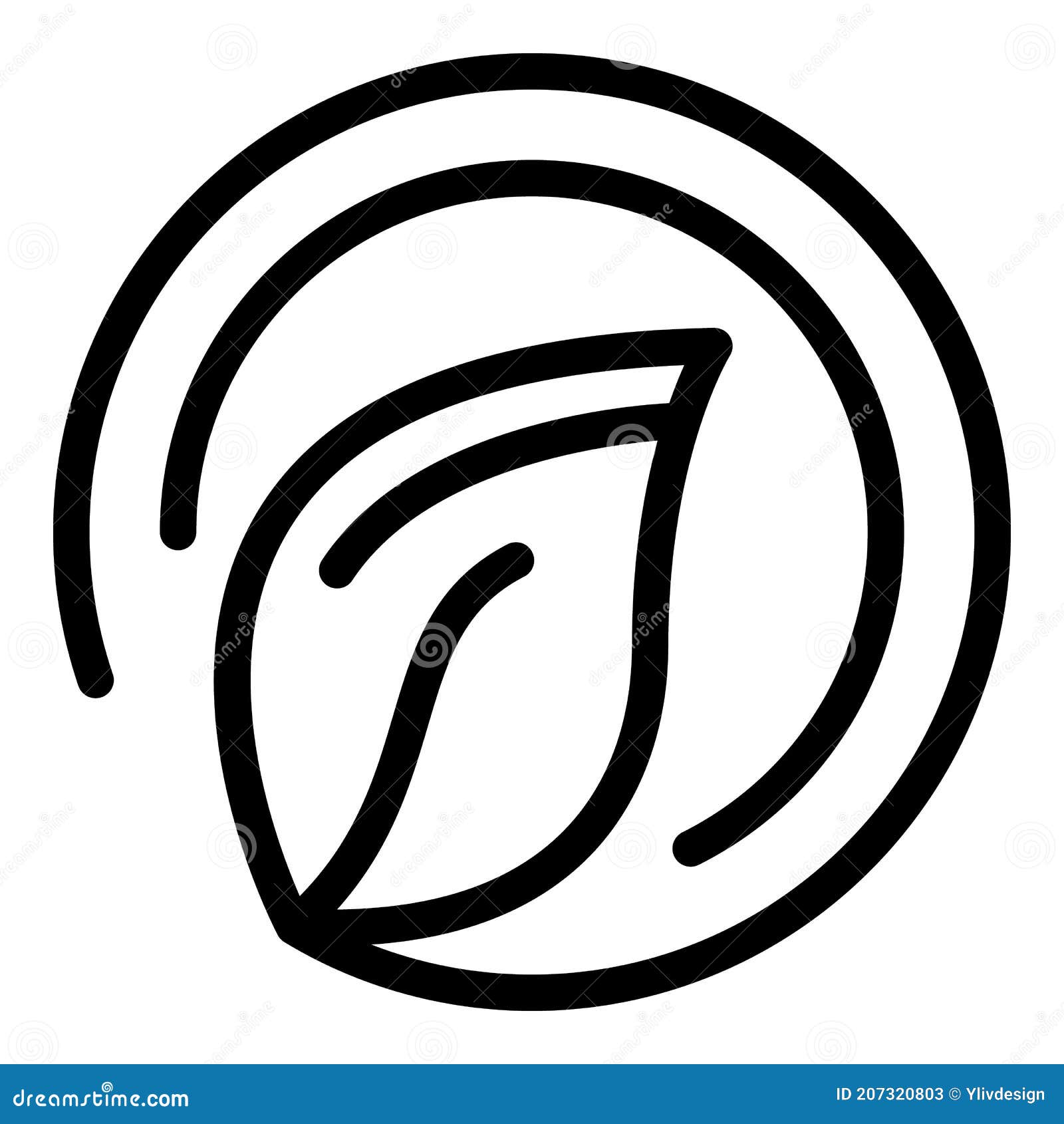 Leaf Circle Icon, Outline Style Stock Illustration - Illustration of ...