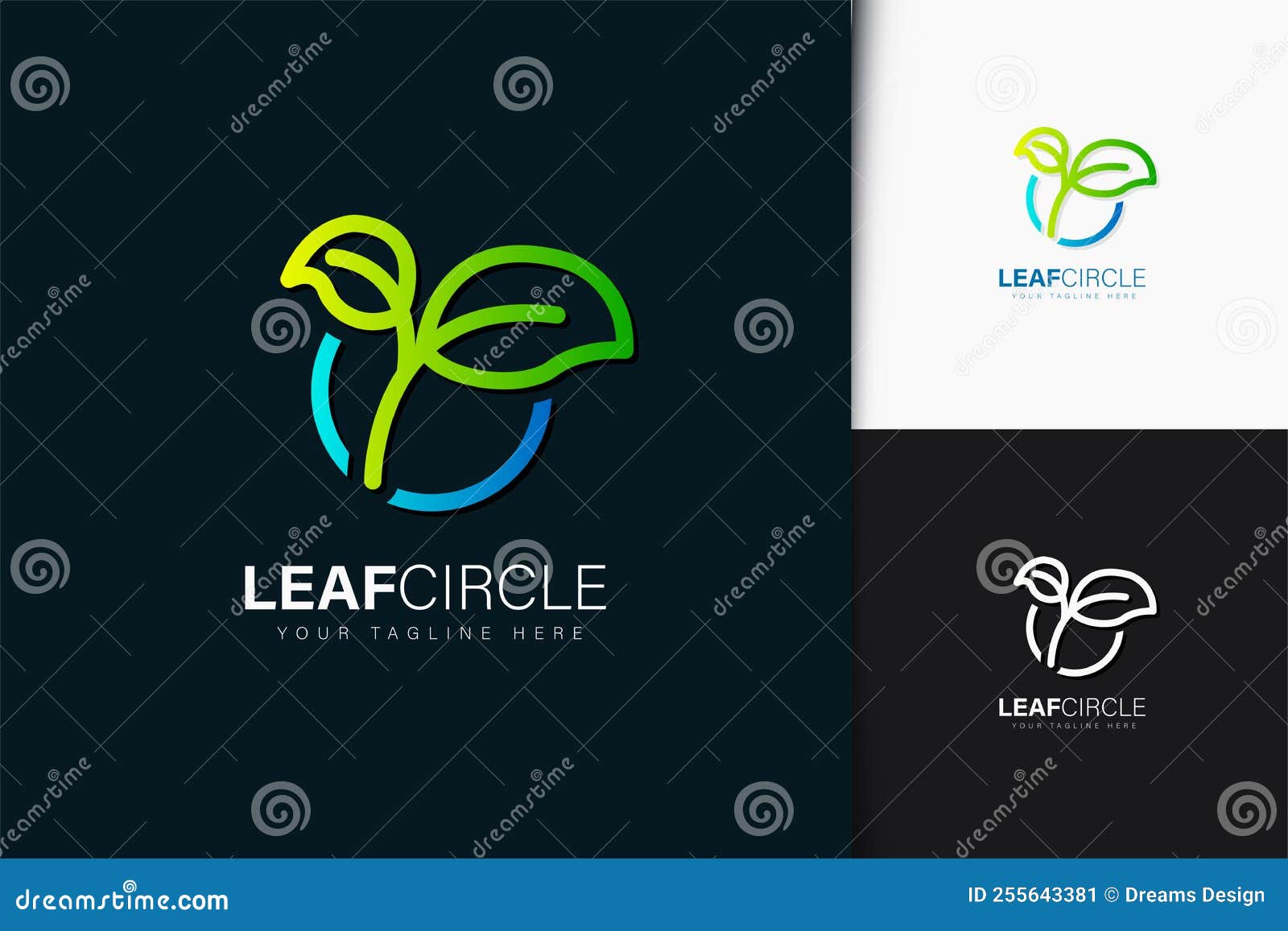Leaf Circle Logo Design with Gradient Stock Vector - Illustration of ...