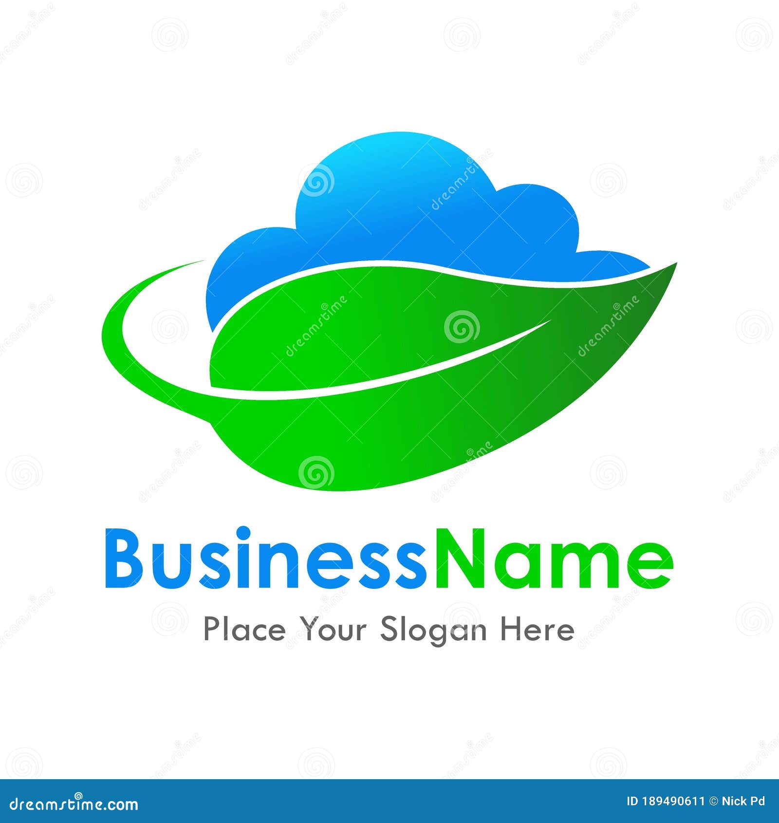 Leave and Cloud Vector Logo Template Stock Vector - Illustration of ...