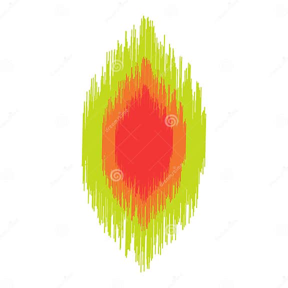 Bright Red Green Abstract Art Leaf with Fuzzy Edges Isolated on White ...