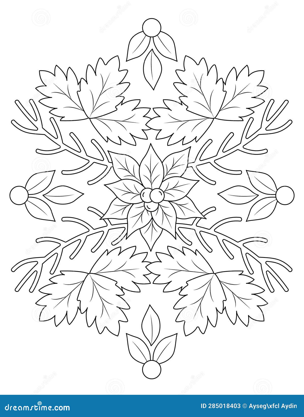 Leaf Coloring Page For Adults. Autumn Coloring Page. Cartoon Vector ...