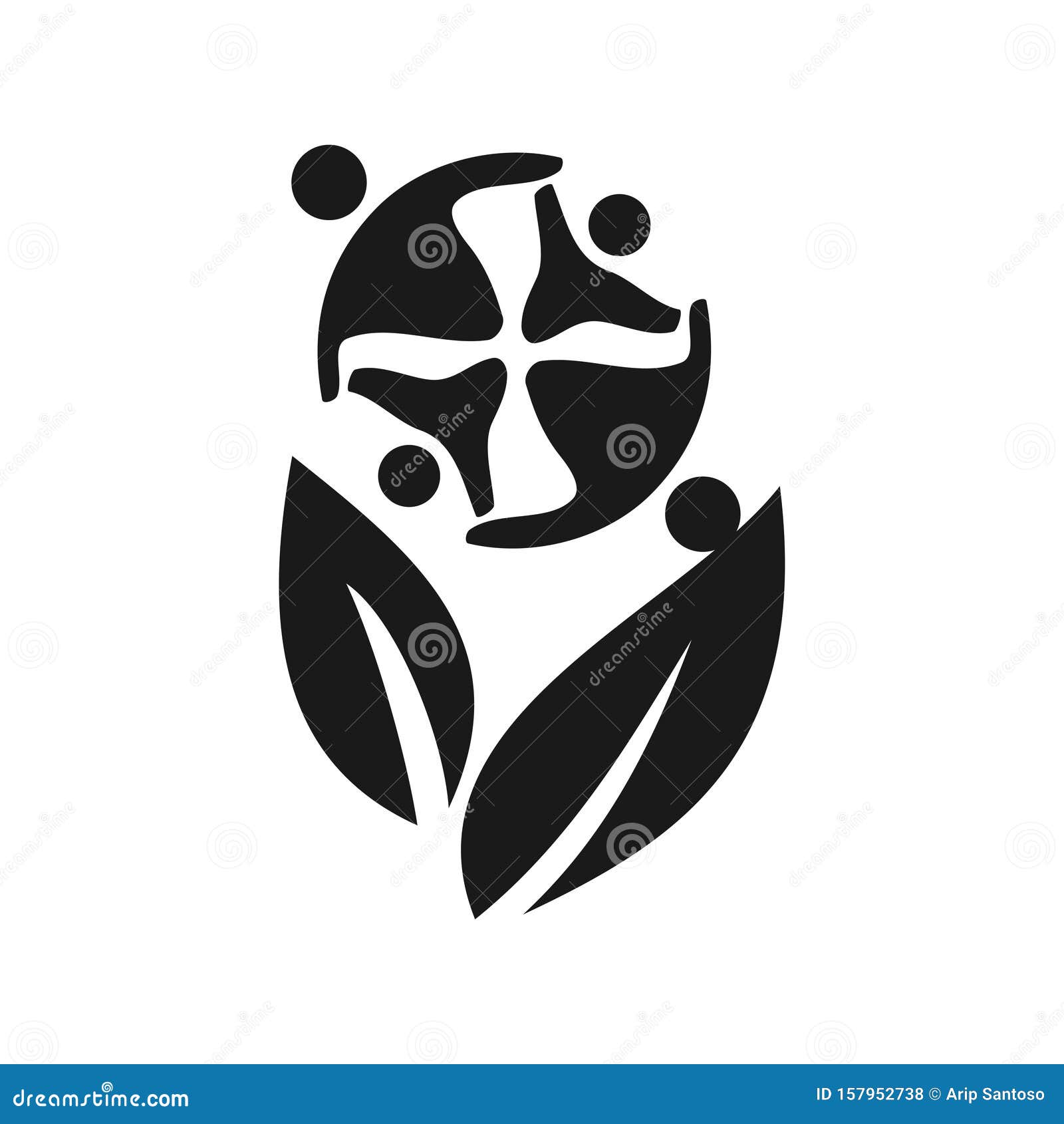 Leaf Commitment Teamwork Together Black Logo Stock Vector ...