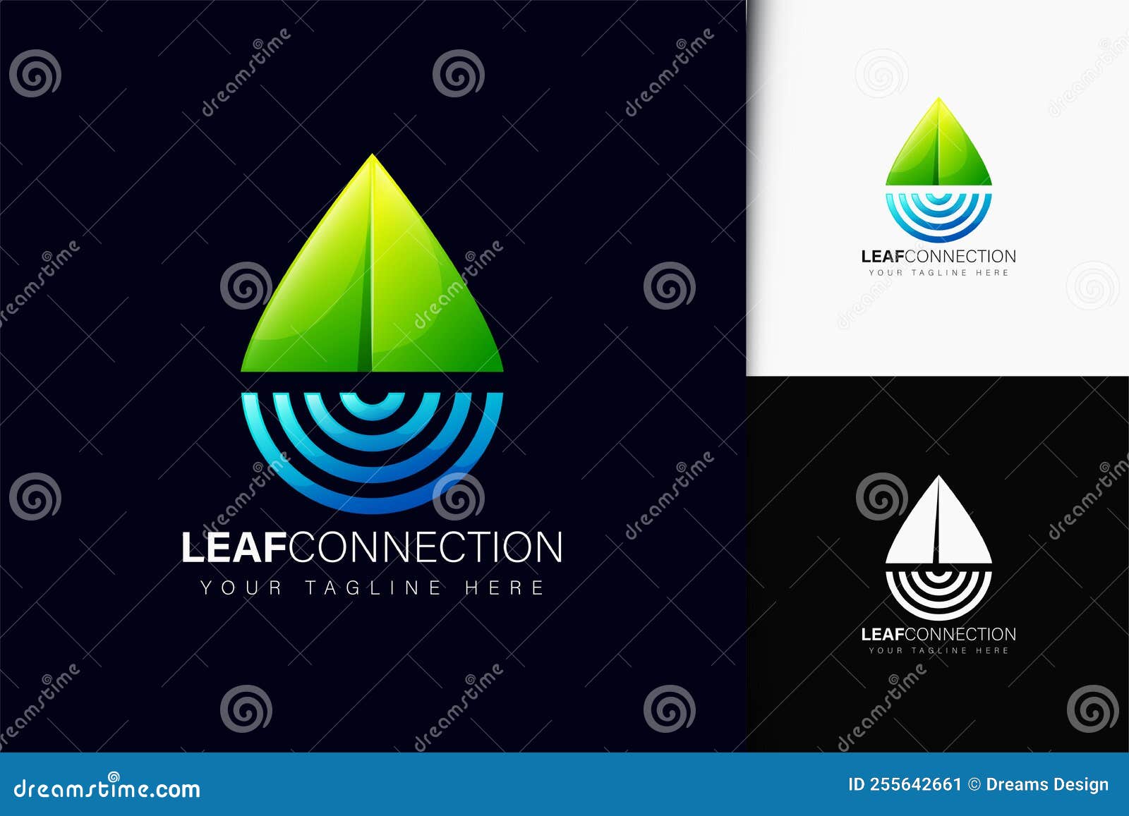 Leaf Connection Logo Design with Gradient Stock Vector - Illustration ...