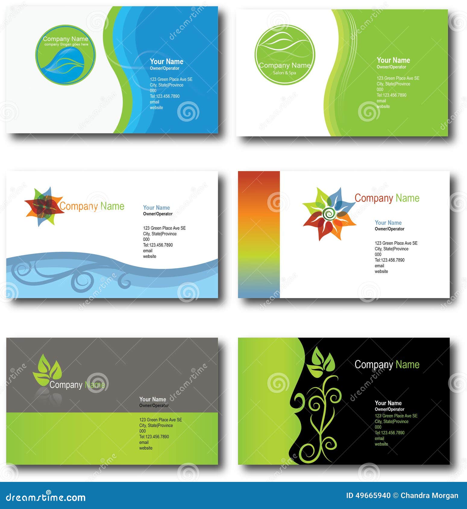 Leaf design business cards stock illustration. Illustration of colorful ...
