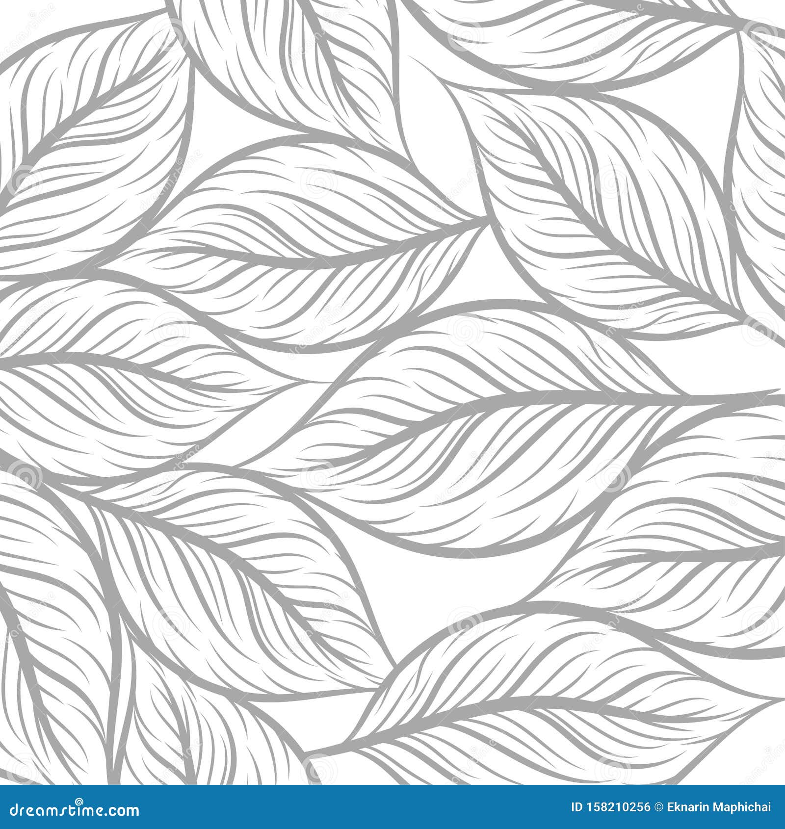 Leaf Drawing Art Pattern Gray Colors on a White Stock Vector ...