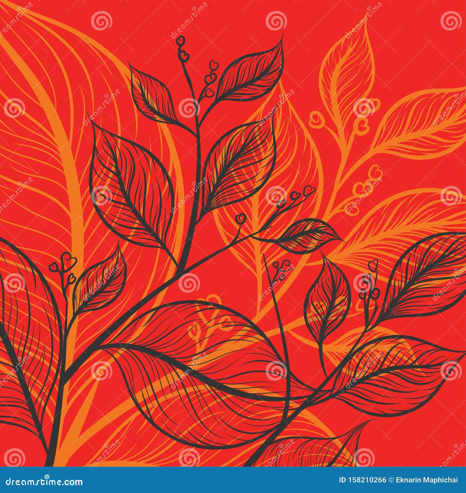 Leaf Drawing Art Pattern Nature Scene Stock Vector - Illustration of ...