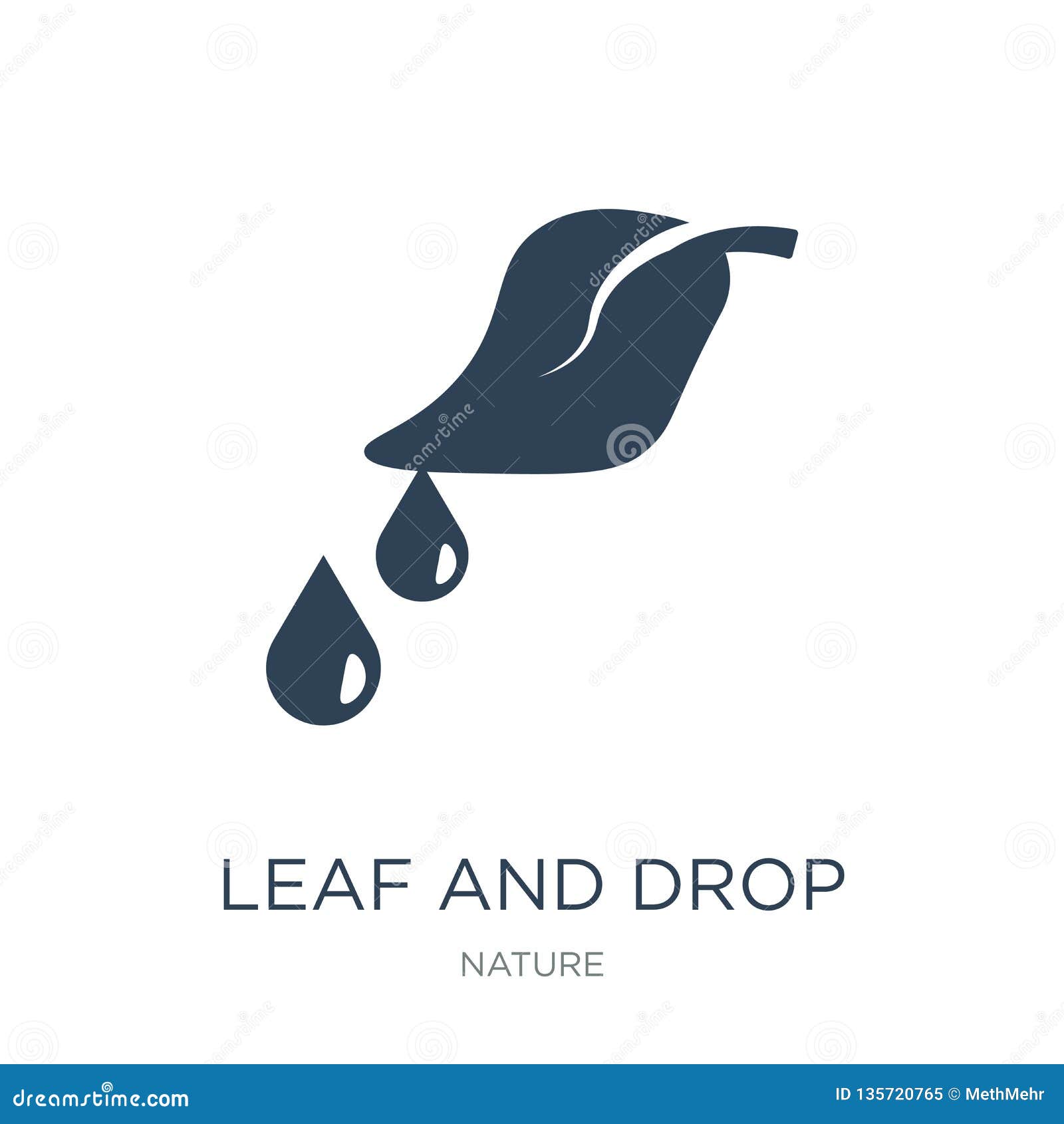 Leaf and Drop Icon in Trendy Design Style. Leaf and Drop Icon Isolated ...