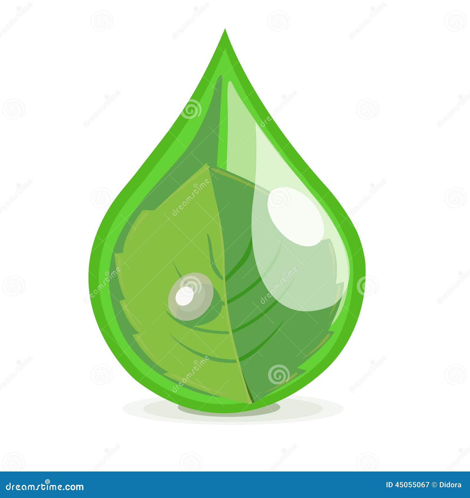 Leaf in Drop of Water Flat Design Vector Stock Vector - Illustration of ...