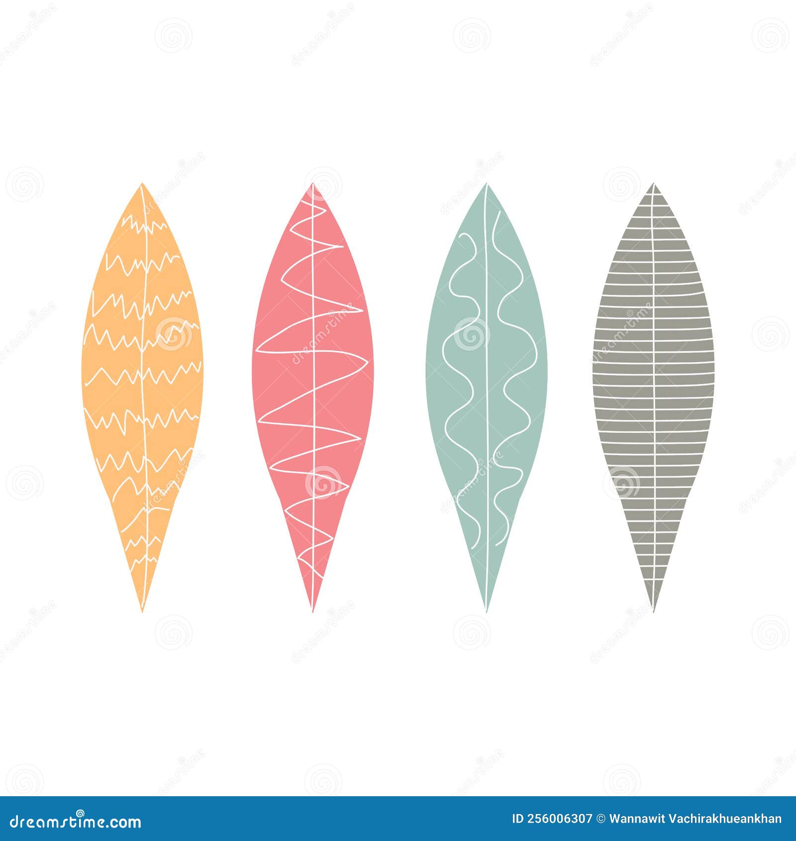 Leaf Element Pastel Colors Set Stock Illustration - Illustration of ...