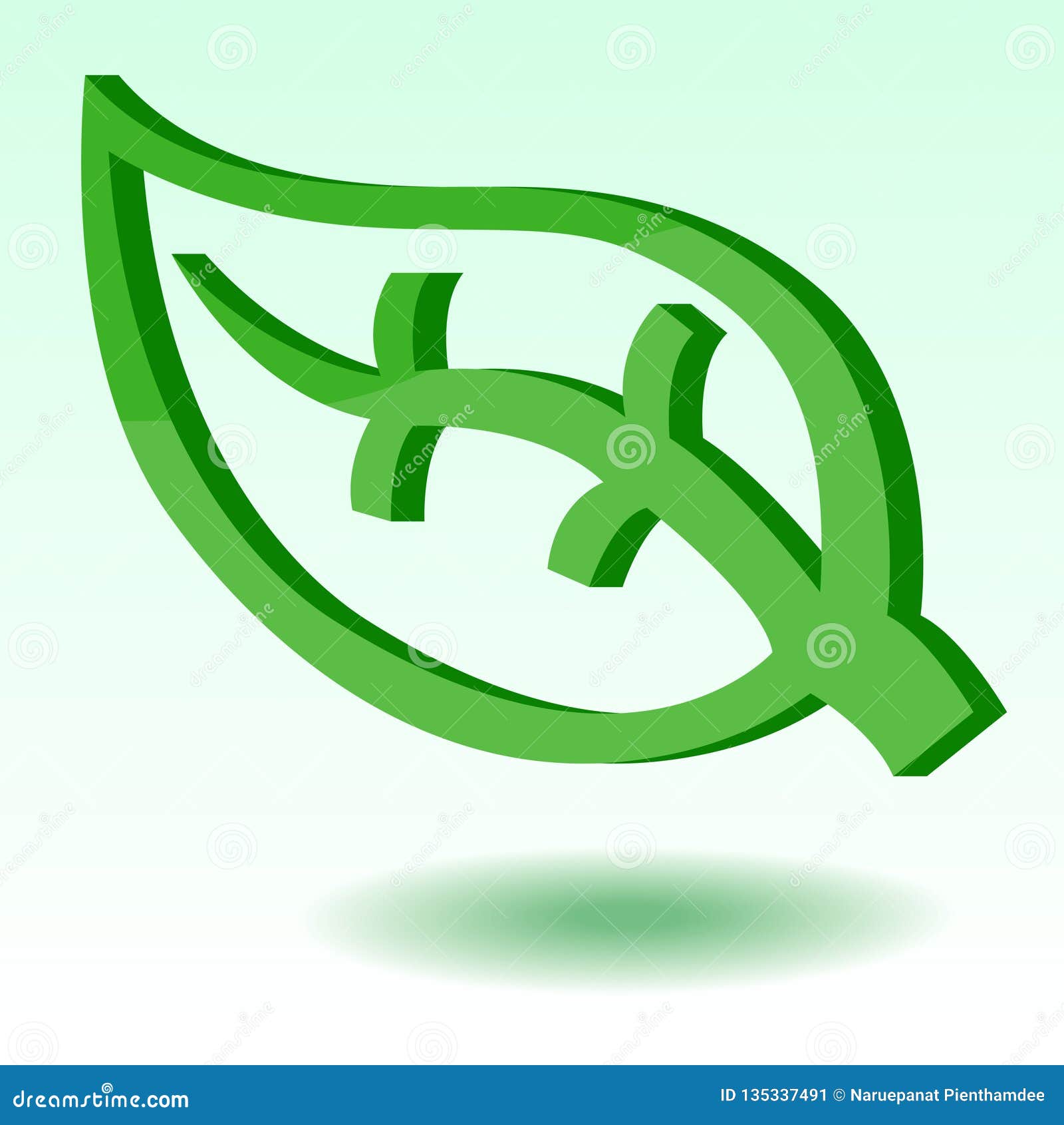 Leaf Element Symbol 3D Style Stock Vector - Illustration of ecology ...