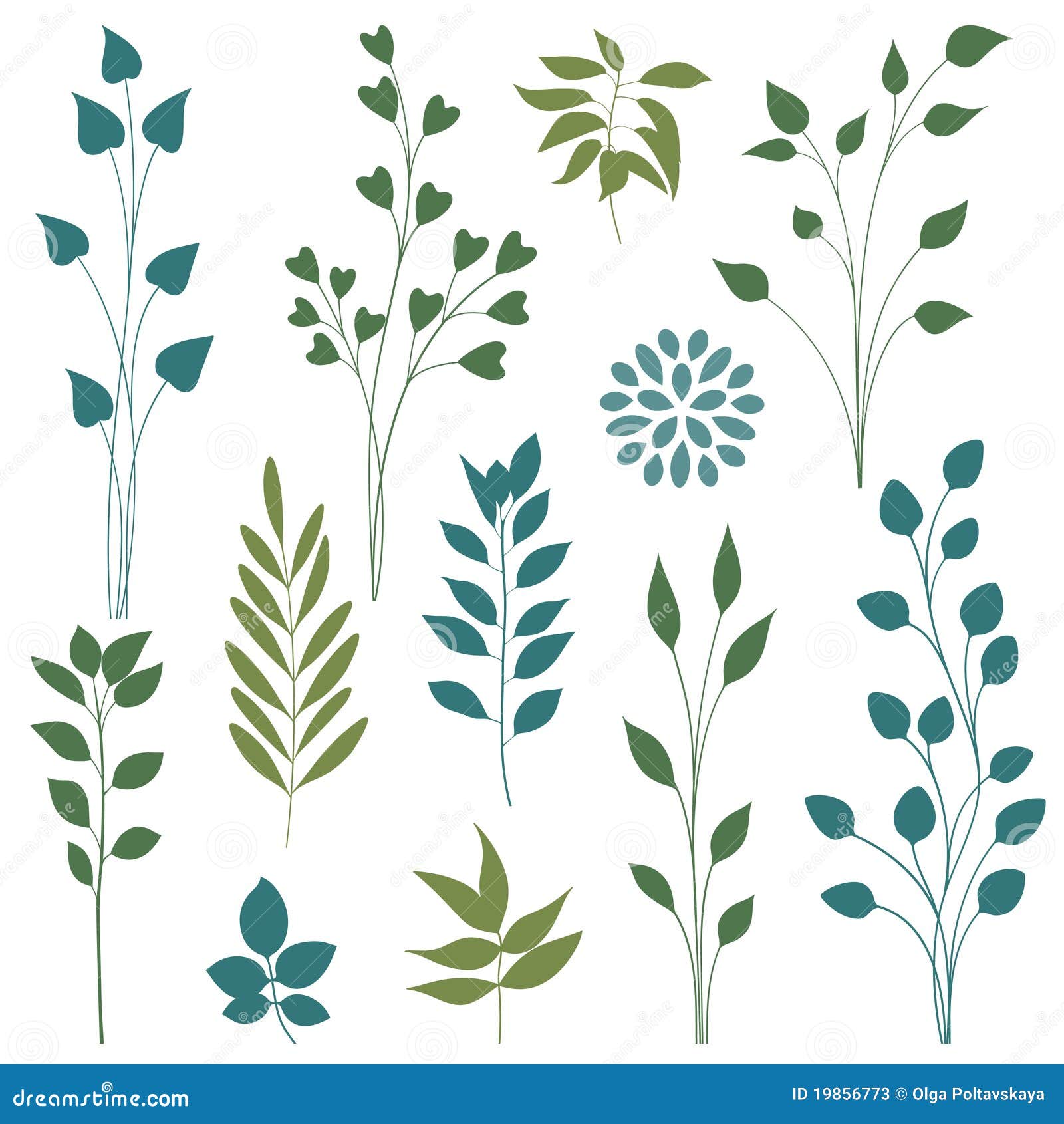 Leaf elements. stock vector. Illustration of silhouette - 19856773