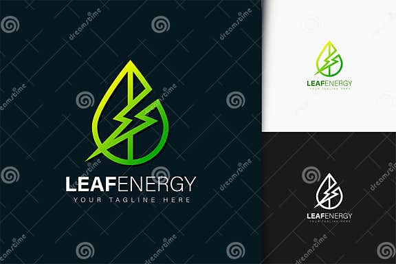 Leaf Energy Logo Design with Gradient Stock Vector - Illustration of ...
