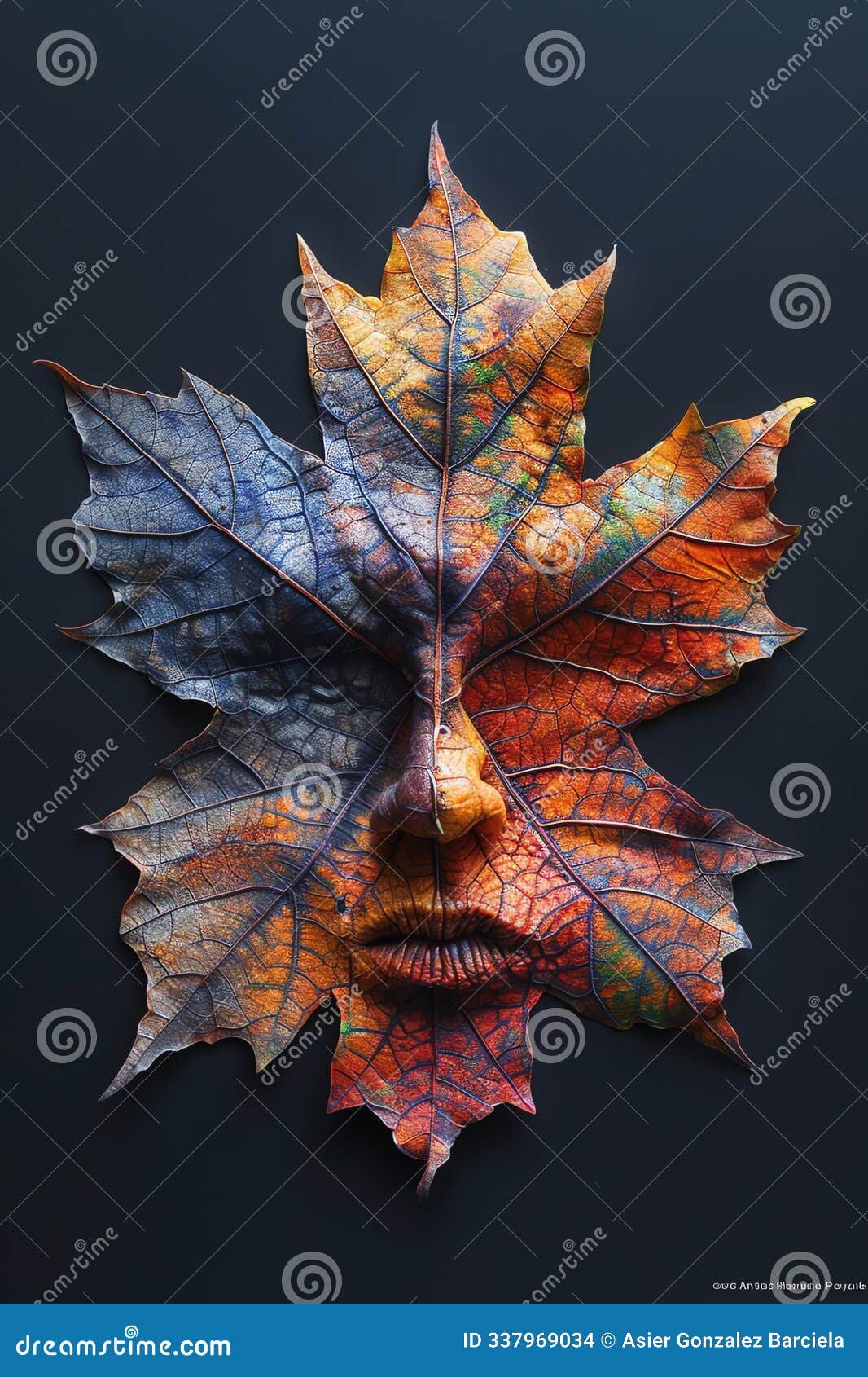 A Leaf with a Face Drawn on it Stock Illustration - Illustration of ...