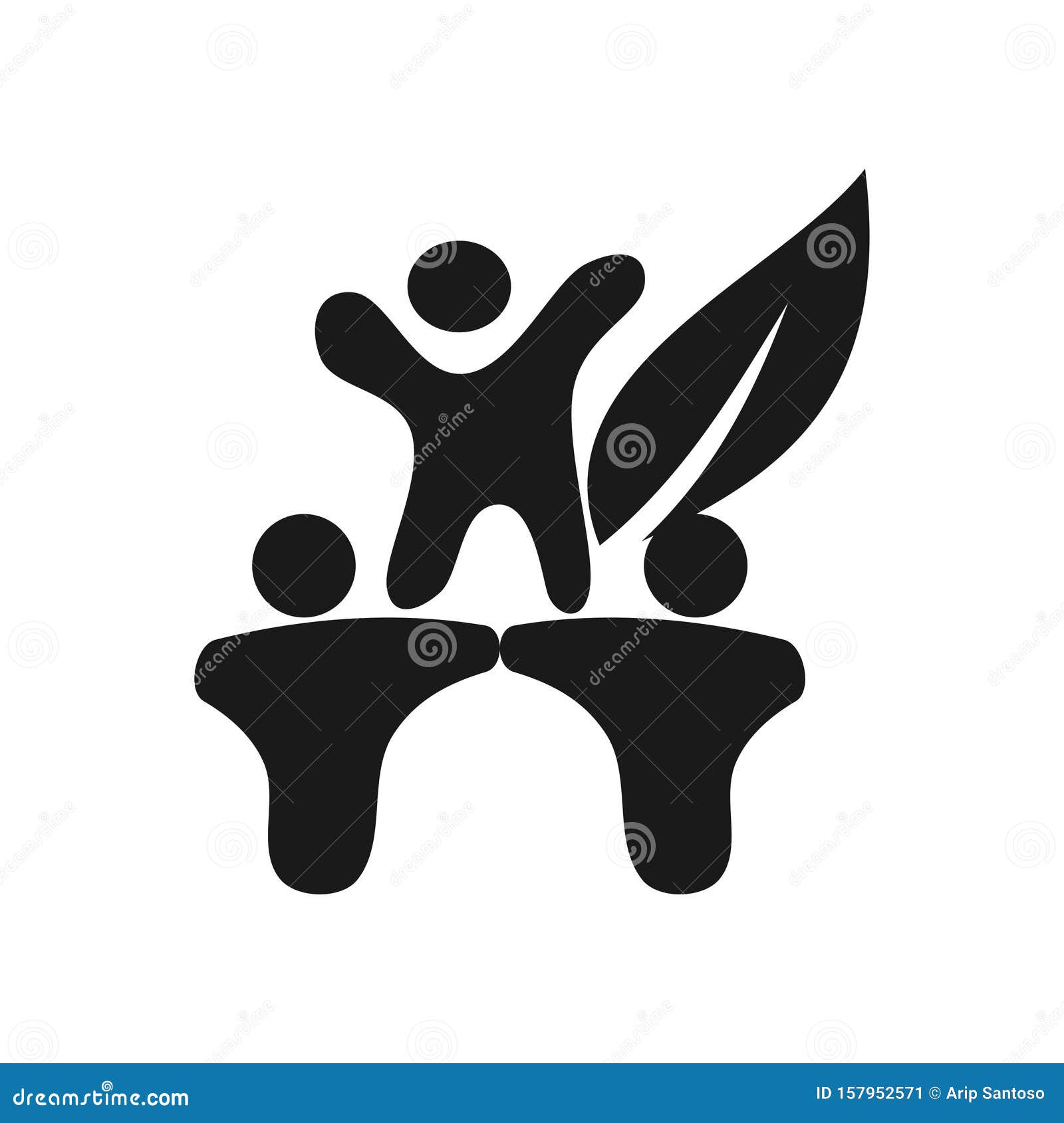 Leaf Farming Commitment Teamwork Together Black Logo Cartoon Vector | CartoonDealer.com #157952571