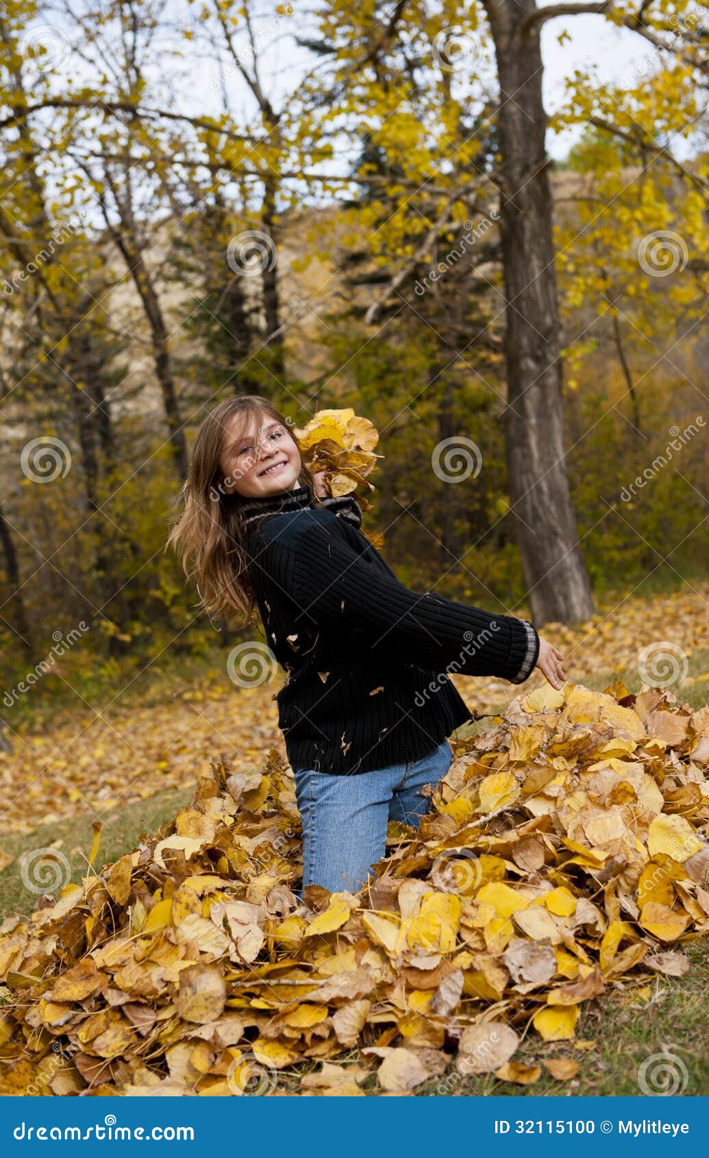 Leaf Fight! stock photo. Image of outdoors, park, playing - 32115100