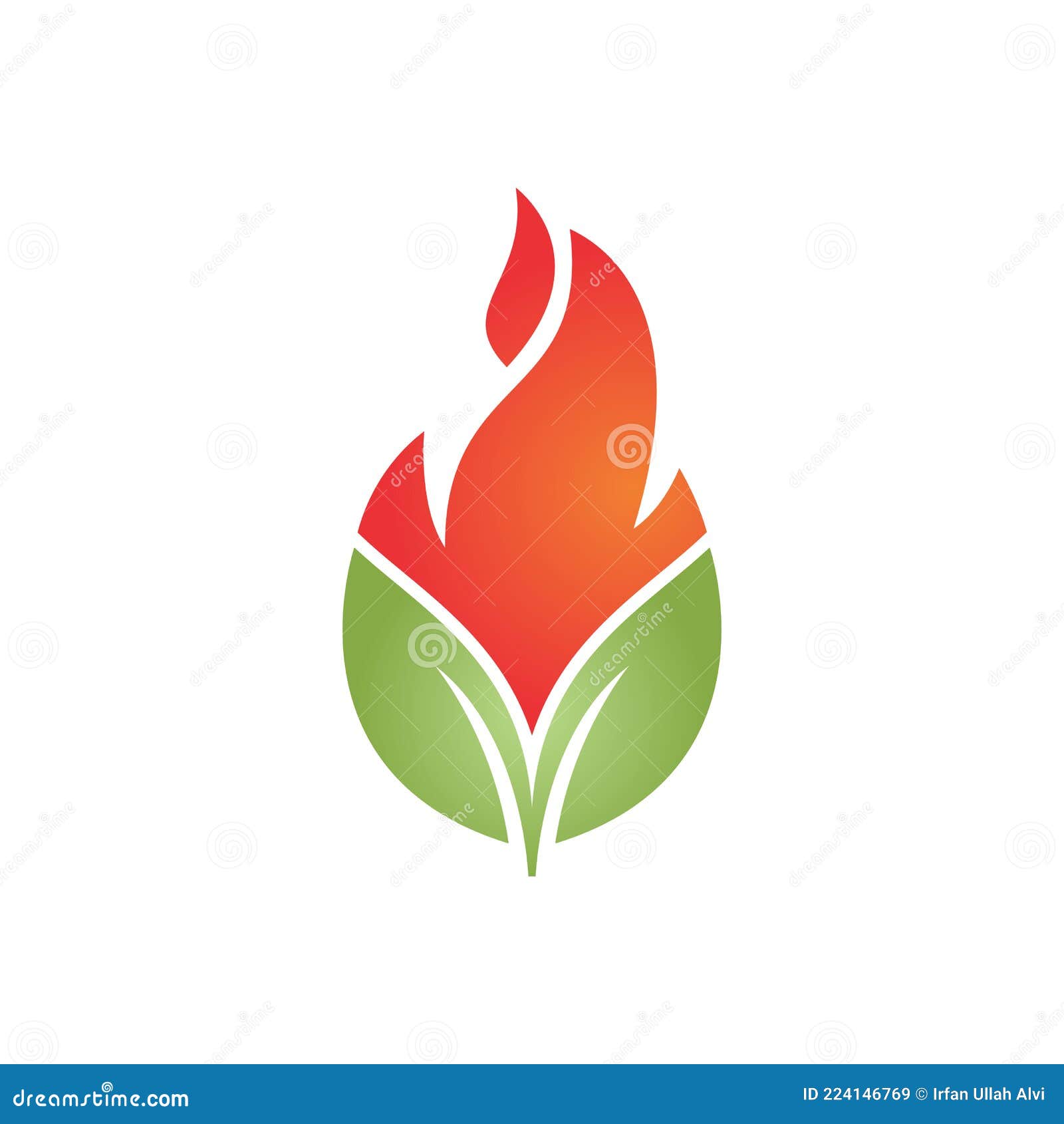 Leaf Fire Vector Logo Design Template. Eco Green Alternative Energy ...