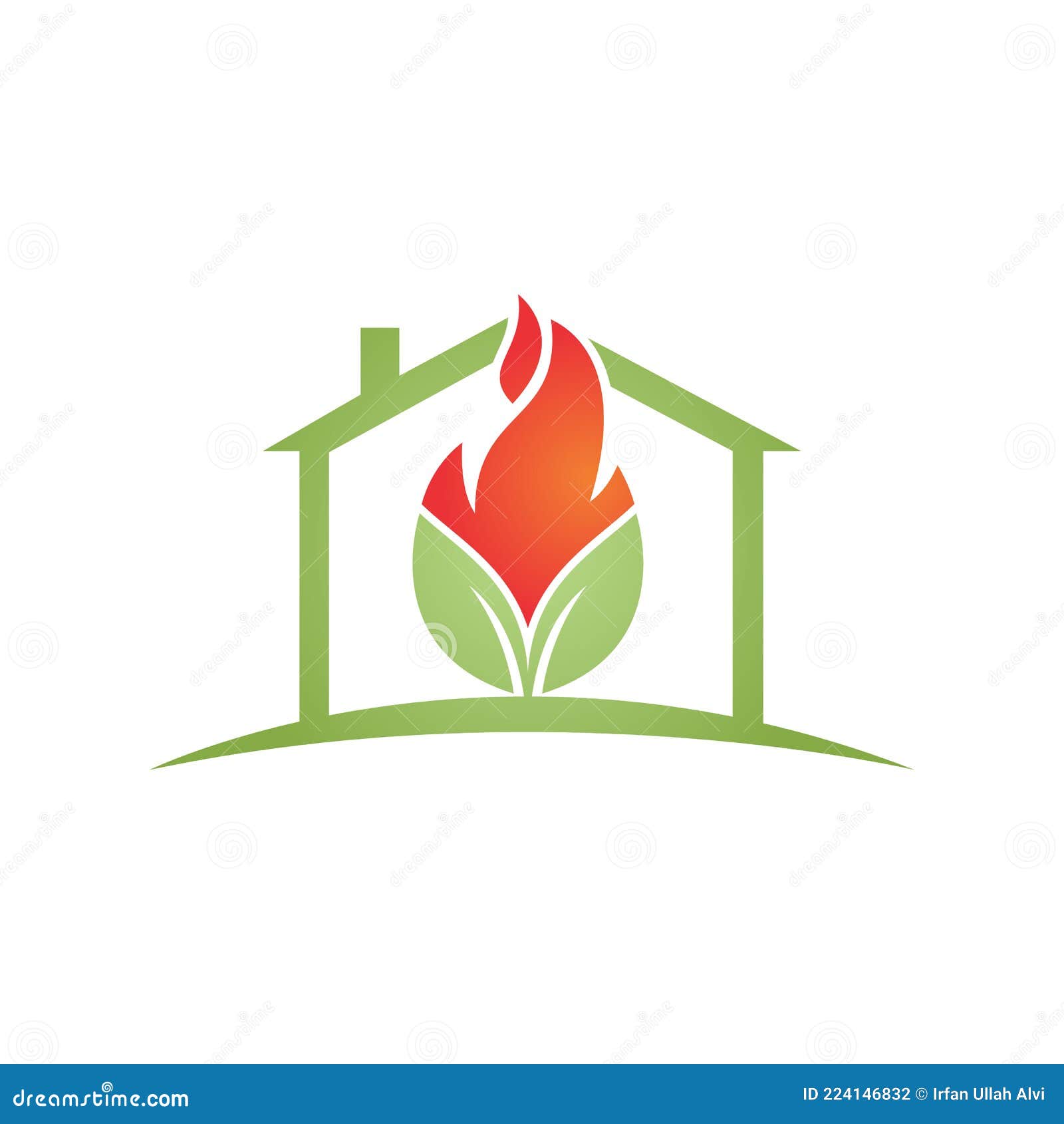 Leaf Fire Vector Logo Design Template. Eco Green Alternative Energy ...