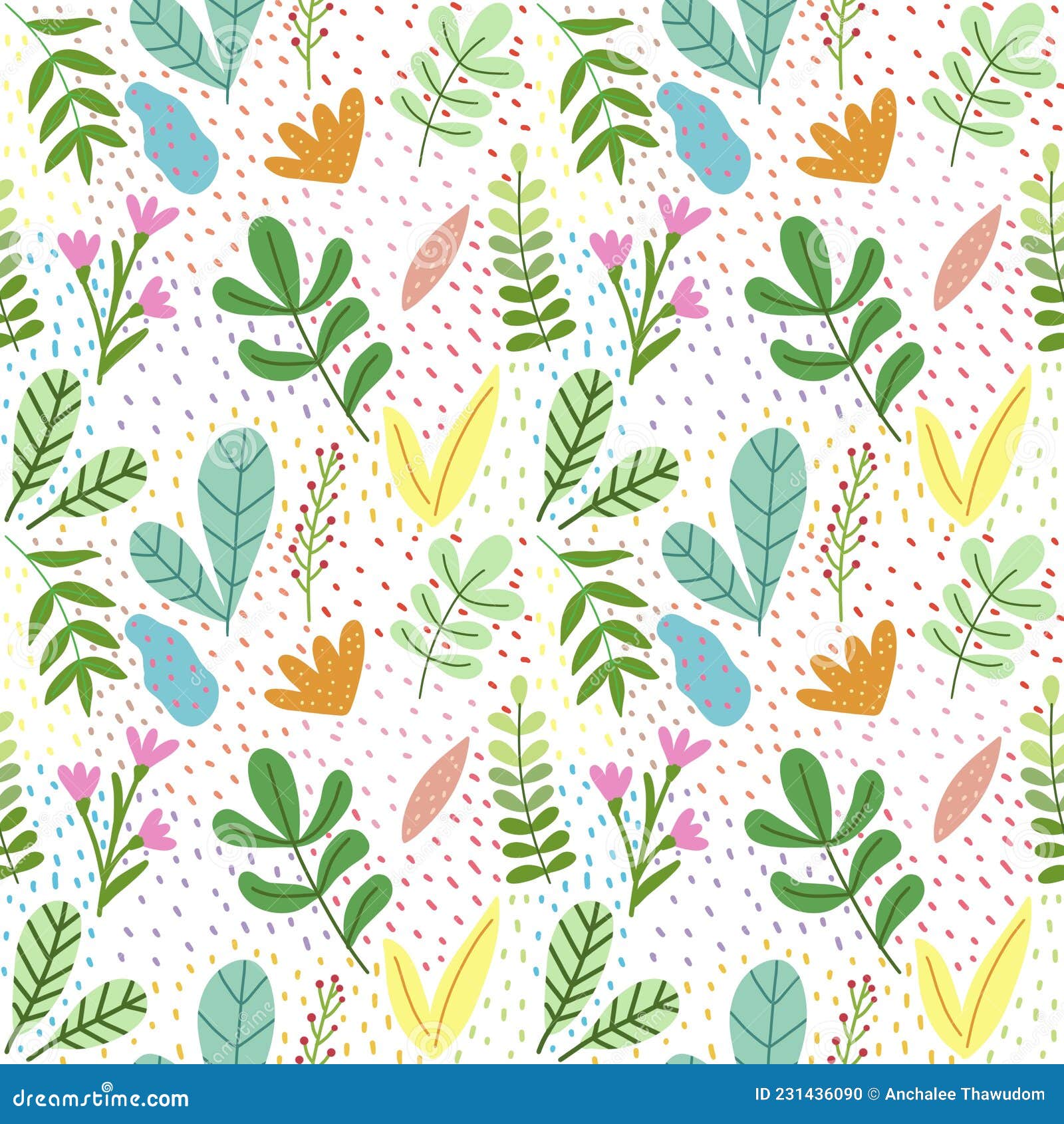 Leaf Flower Summer Pattern Art. Stock Illustration - Illustration of ...