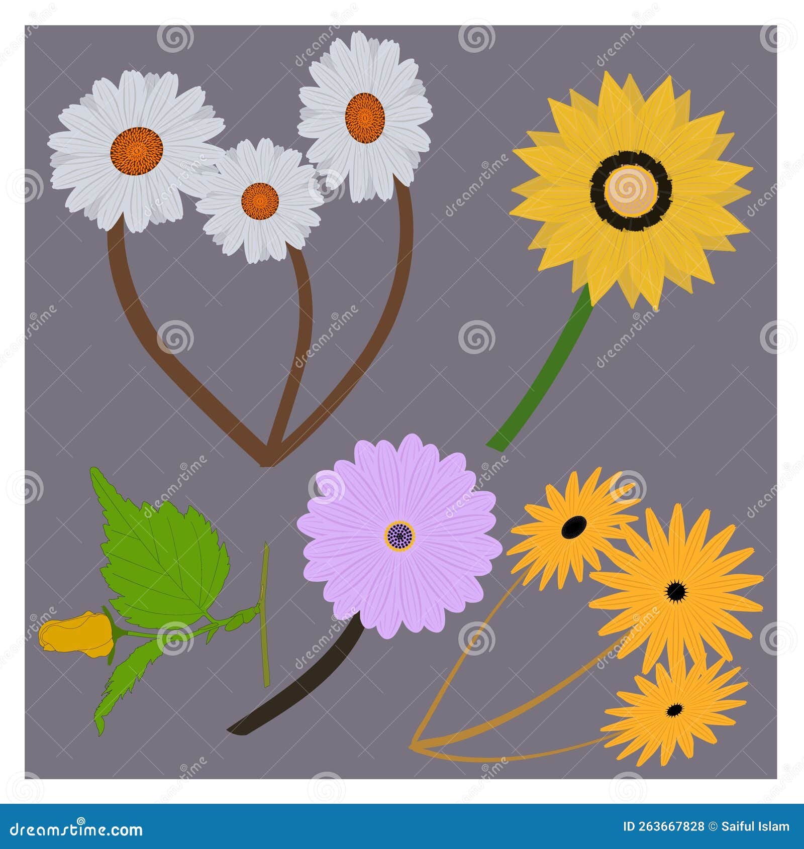 Leaf and Flower Vector Art Work Stock Vector - Illustration of white ...