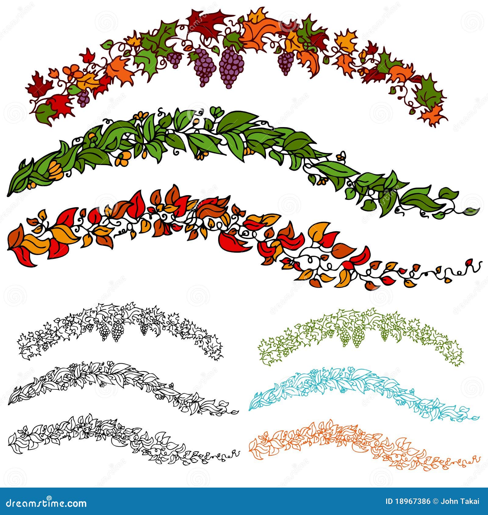 Leaf Flower Vine Set stock vector. Illustration of autumn - 18967386