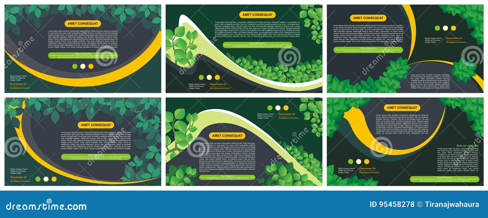 Leaf Flyer - Brochure with Tree Design Stock Vector - Illustration of ...