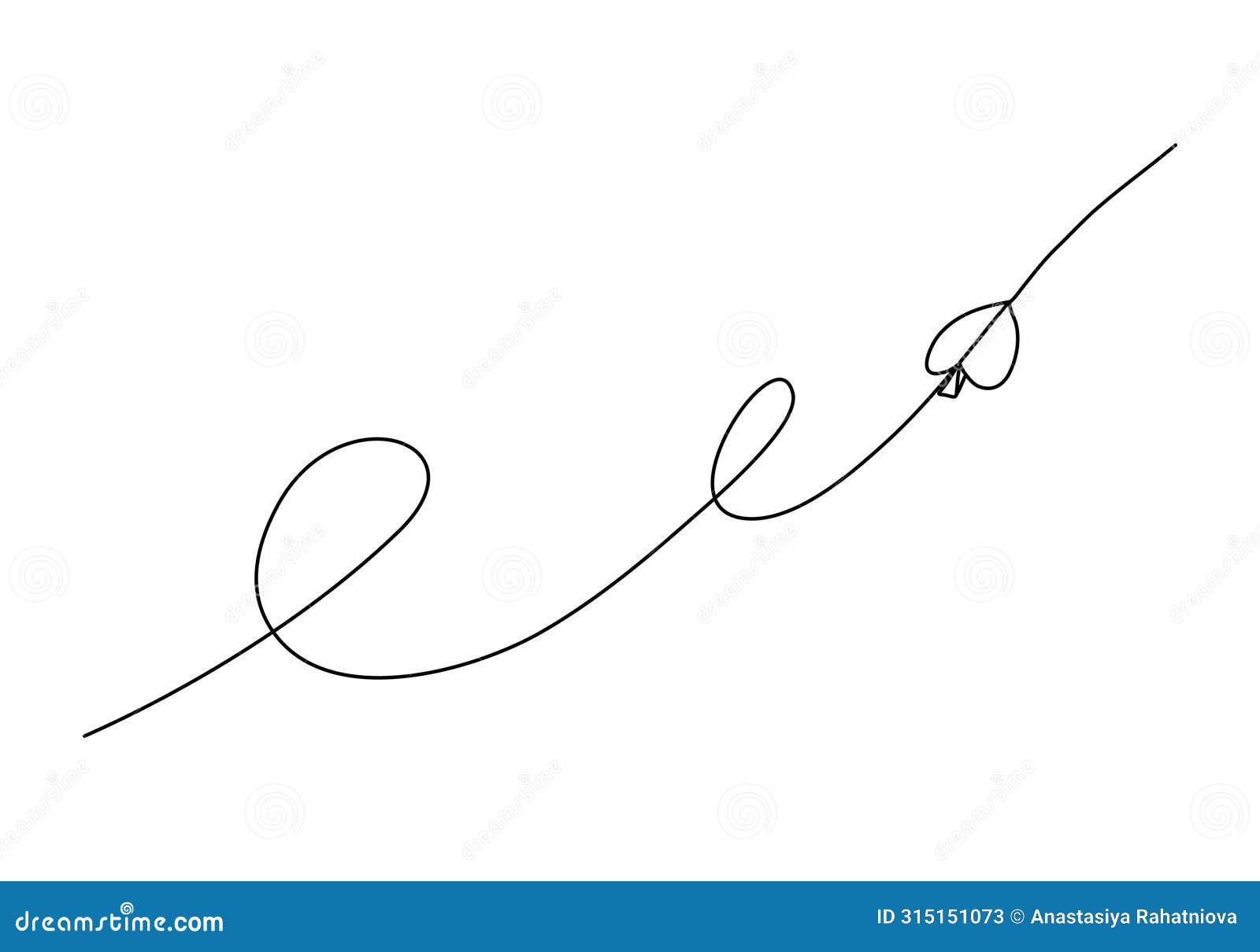 Leaf Flying with the Wind. One Line Drawing Vector Illustration Stock ...