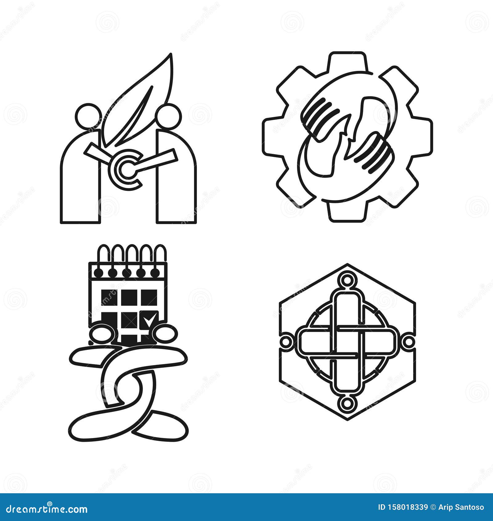 Leaf Gear Calendar Commitment Teamwork Together Outline Logo Stock Vector - Illustration of ...