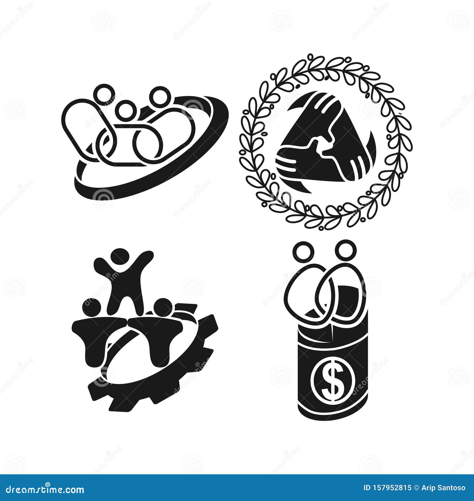 Leaf Gear Money Commitment Teamwork Together Black Logo Stock Vector ...