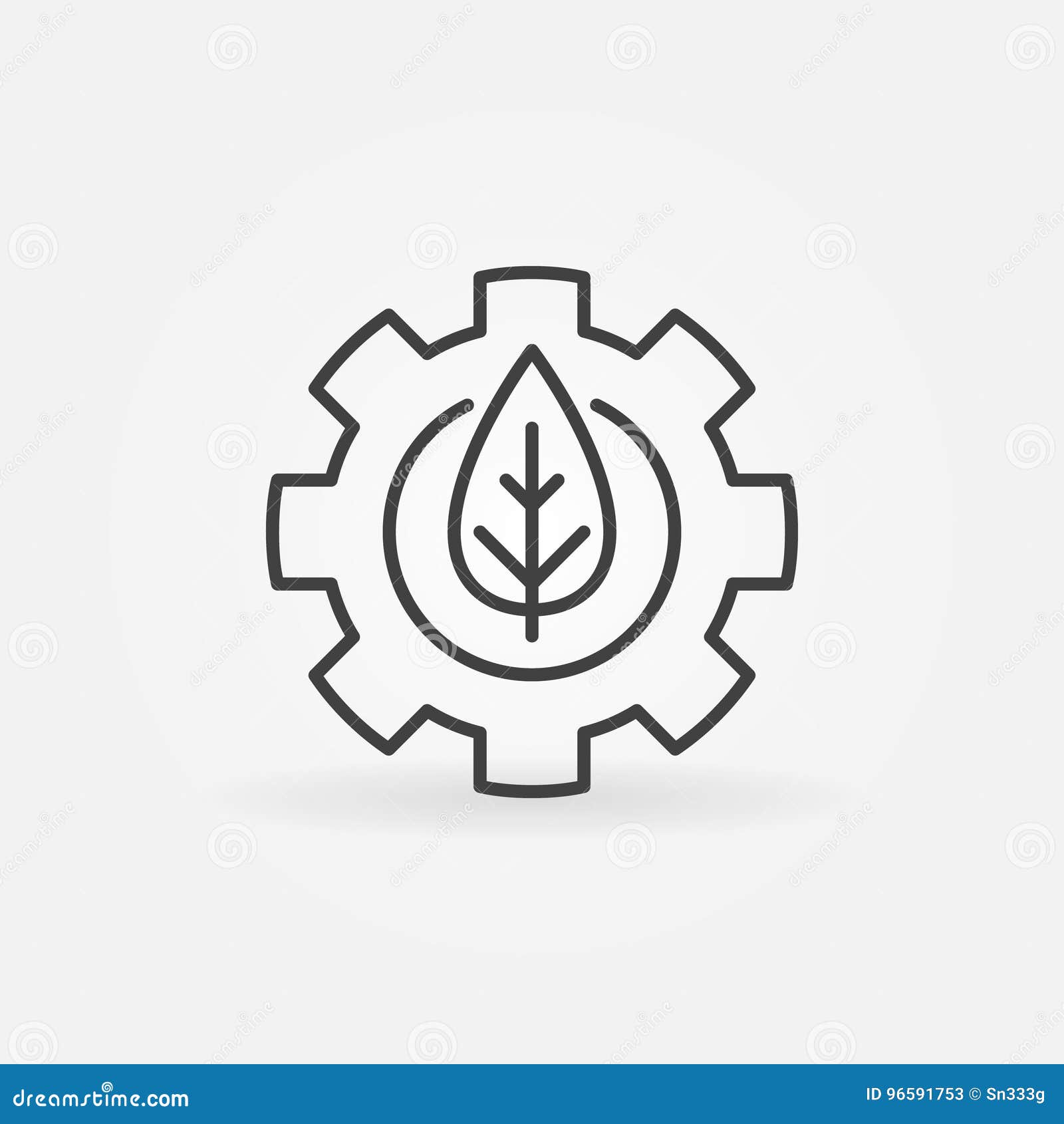 Leaf in gear outline icon stock vector. Illustration of concept - 96591753
