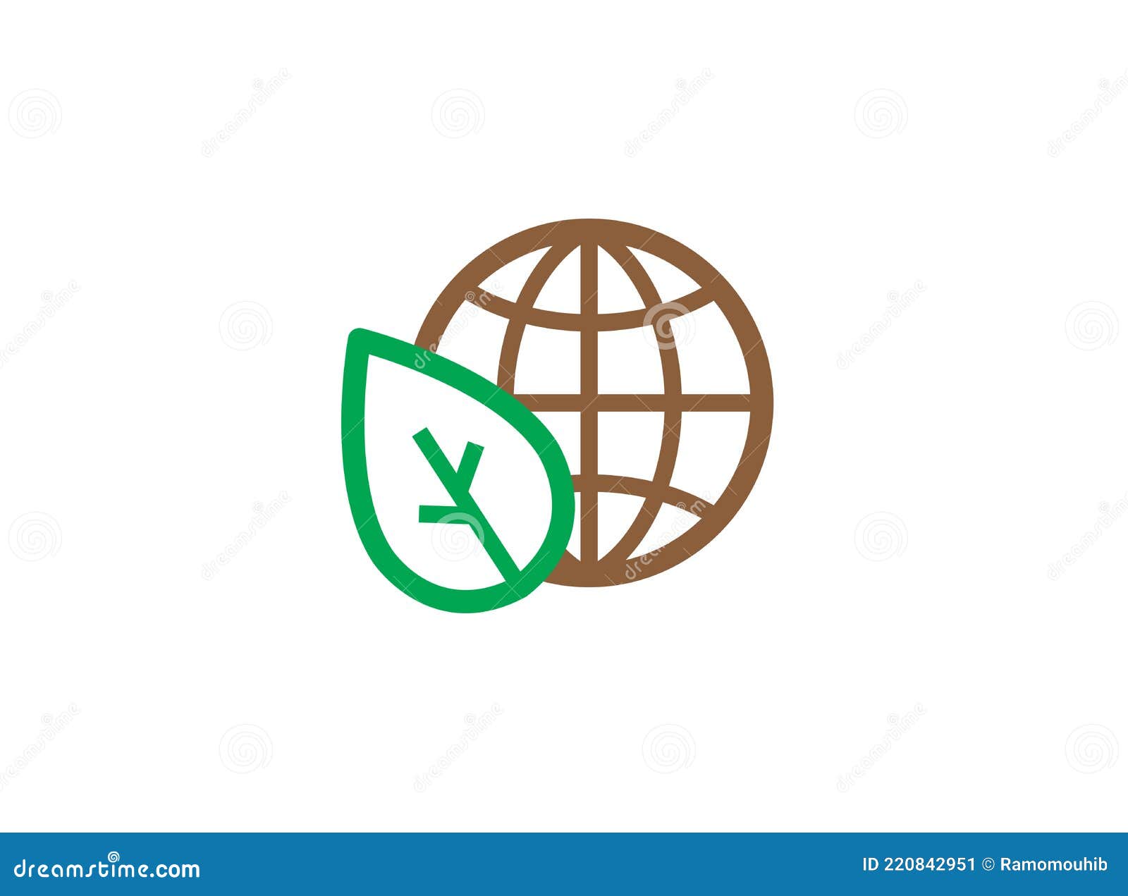 Leaf and Globe Line Icon World Environment Earth Vector Save Planet ...