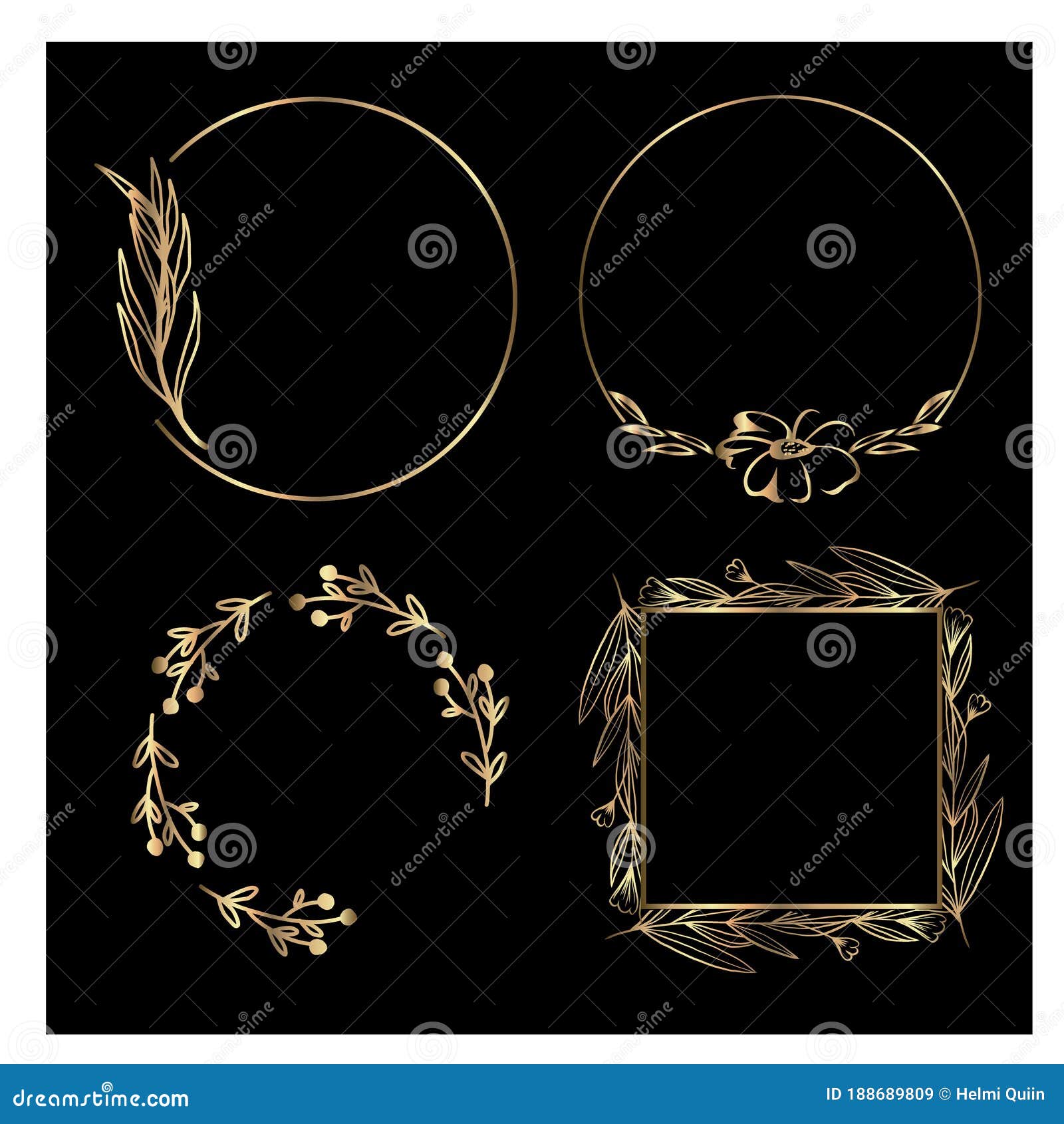 Leaf Golden Frame stock vector. Illustration of decoration - 188689809