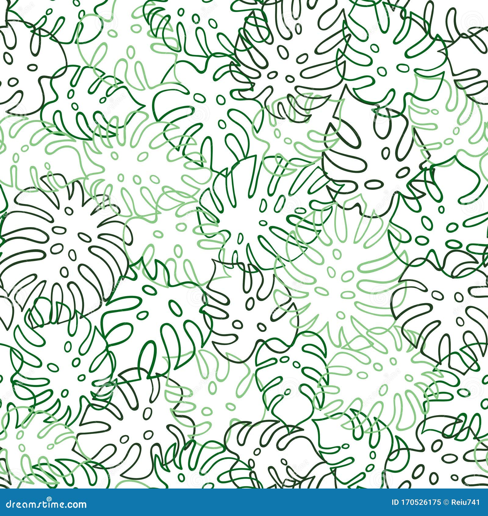 Leaf Green Outline Seamless Pattern Stock Vector - Illustration of ...