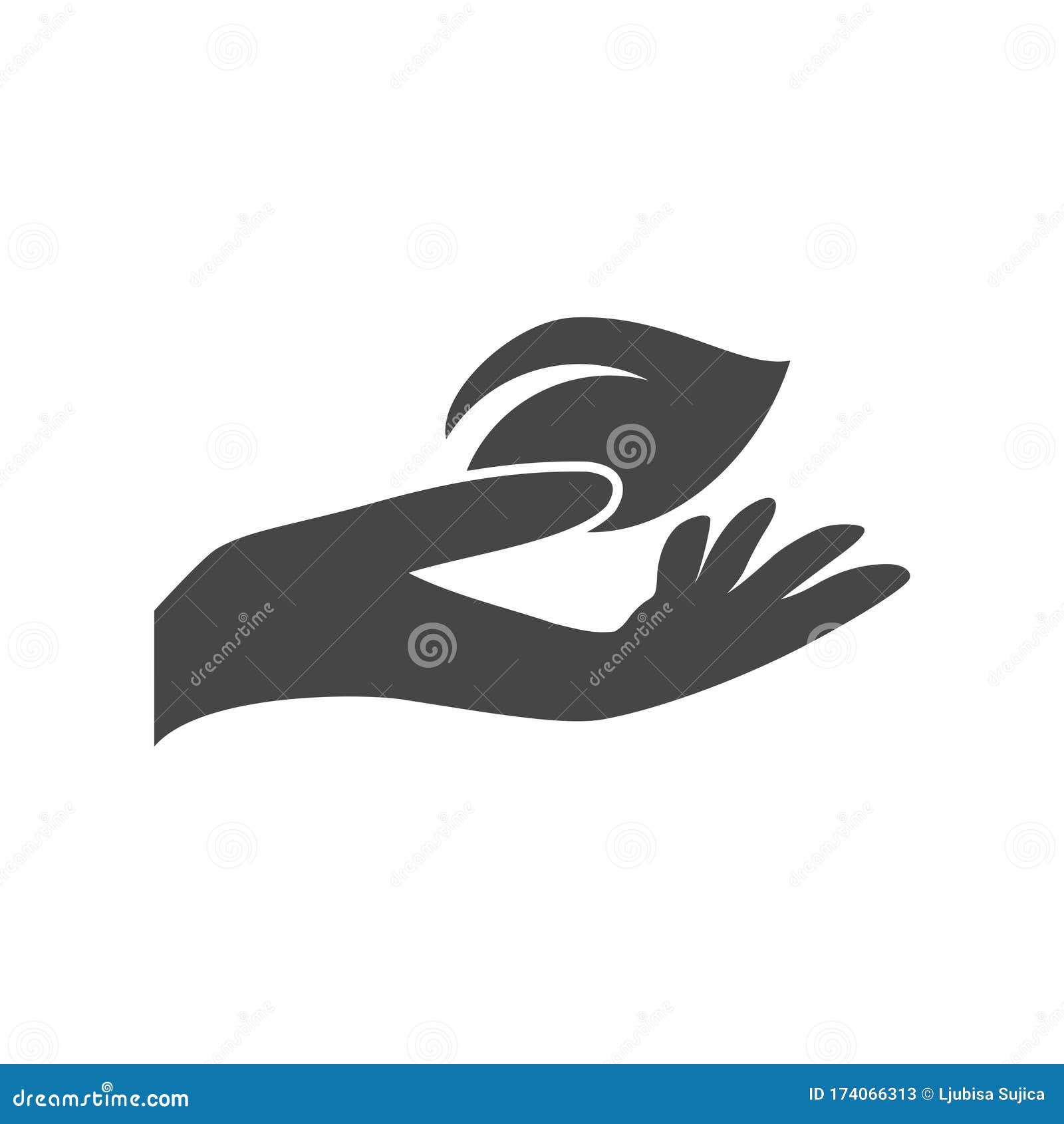 Leaf in Hand Icon, Leaf on the Hand Stock Vector - Illustration of icon ...