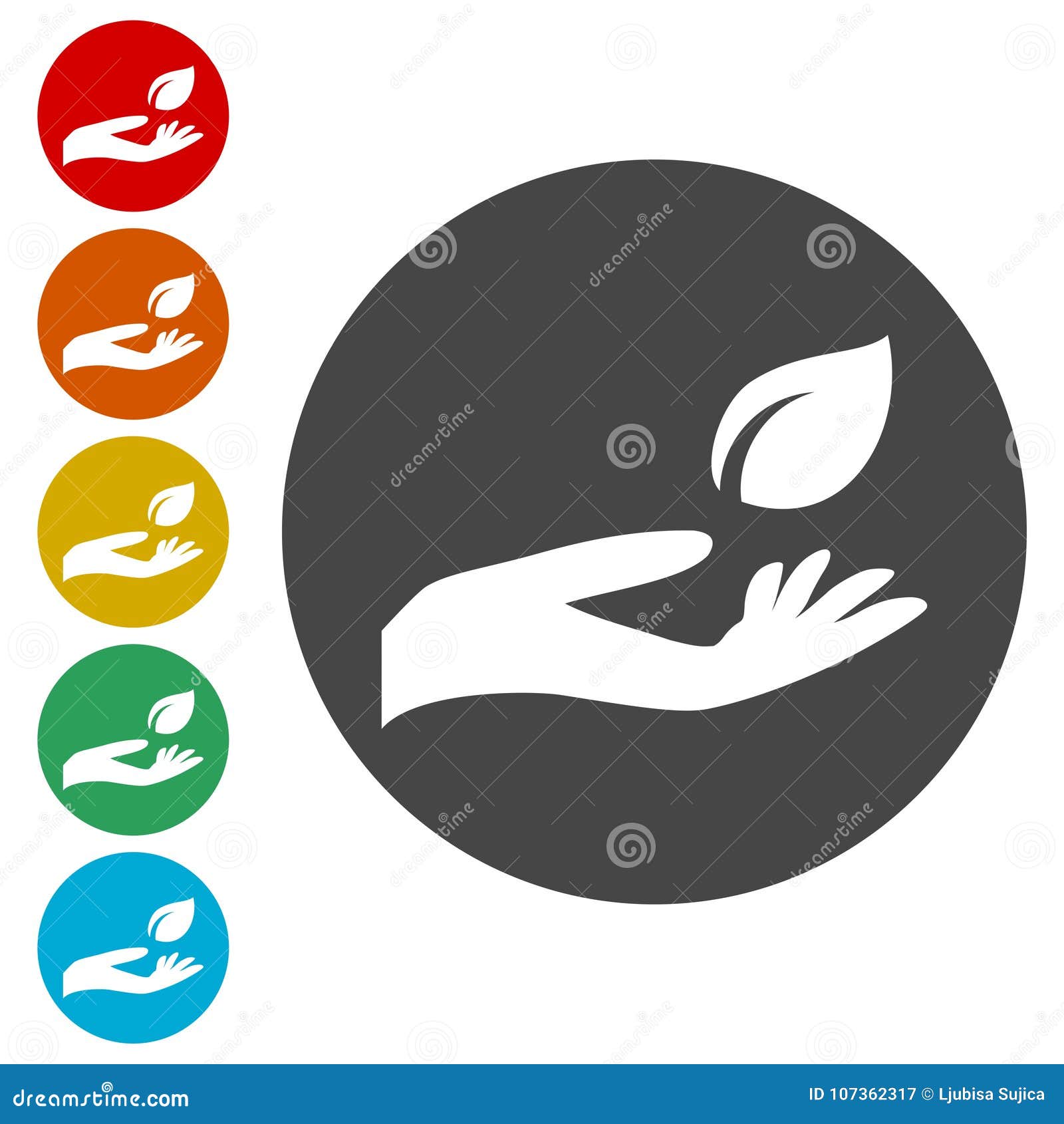 Leaf in Hand Icon, Leaf on the Hand Stock Vector - Illustration of ...