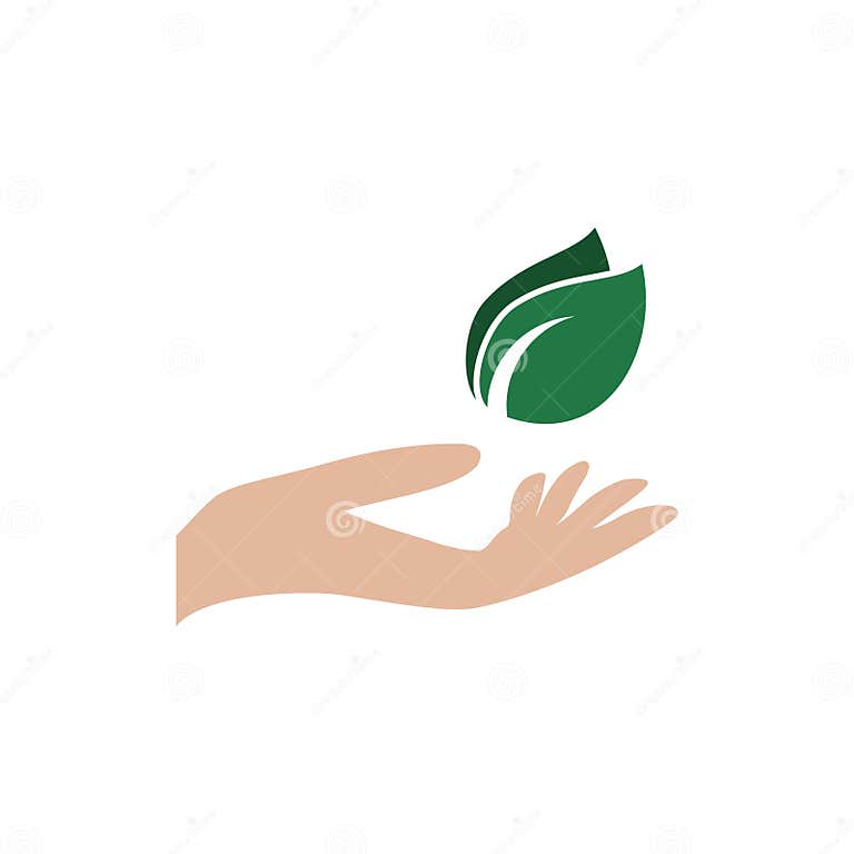 Leaf in Hand Icon, Leaf on the Hand Stock Vector - Illustration of ...