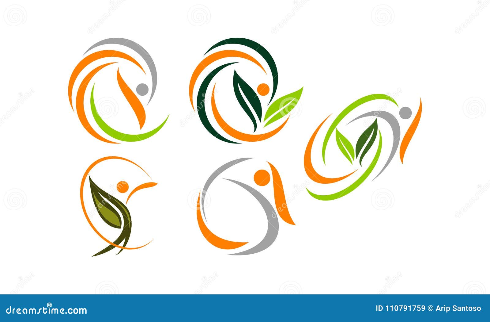 Leaf Health Template Set stock vector. Illustration of abstract - 110791759