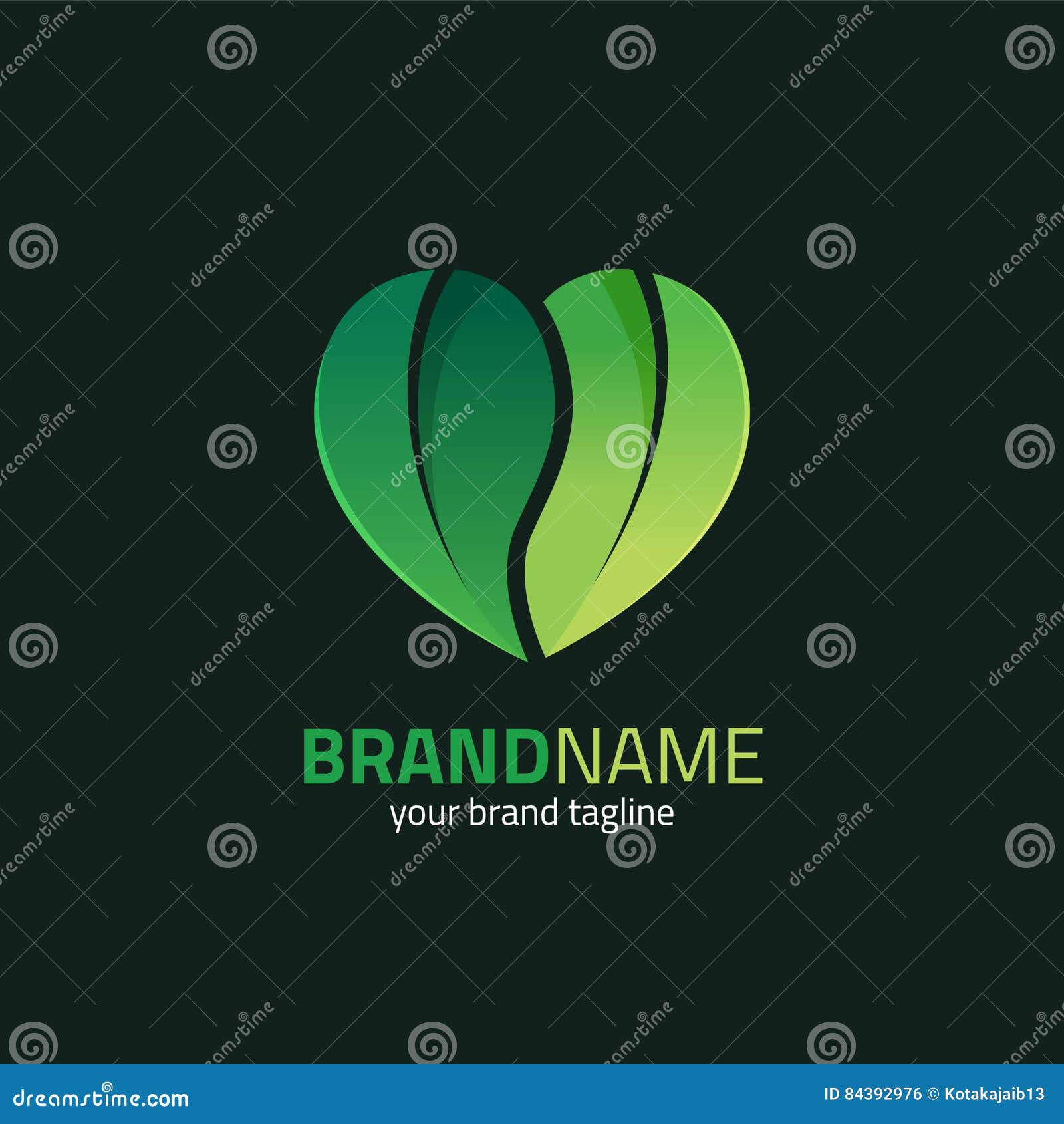 Leaf with Heart Shape Logo Design Template Stock Vector - Illustration ...