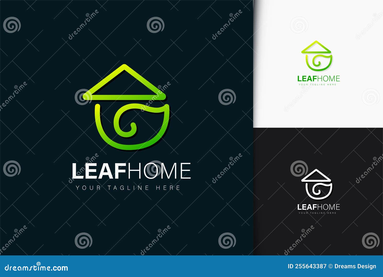 Leaf Home Logo Design with Gradient Stock Vector - Illustration of ...