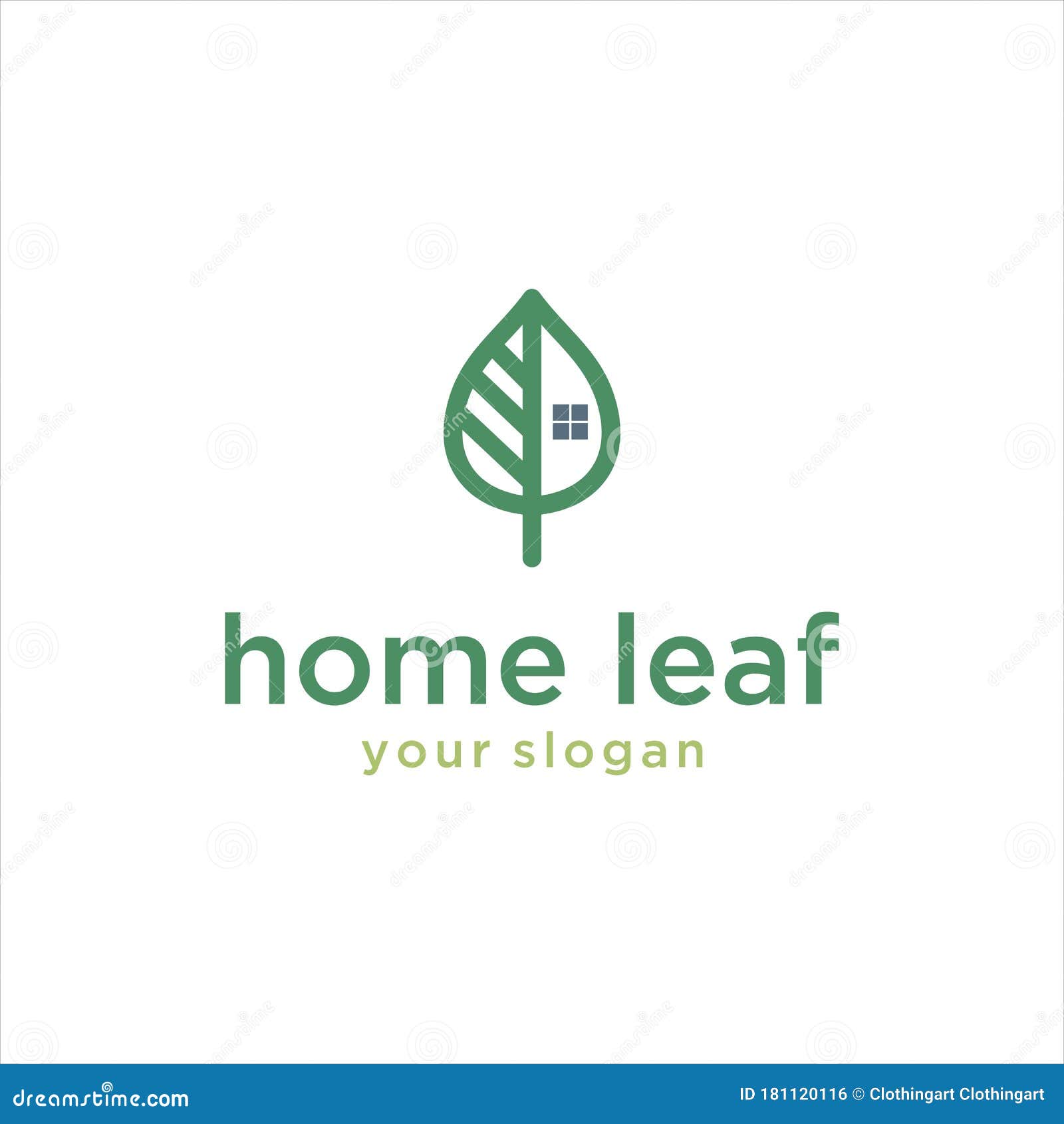 Leaf Home Vector Logo Design Line Art Stock Vector - Illustration of ...