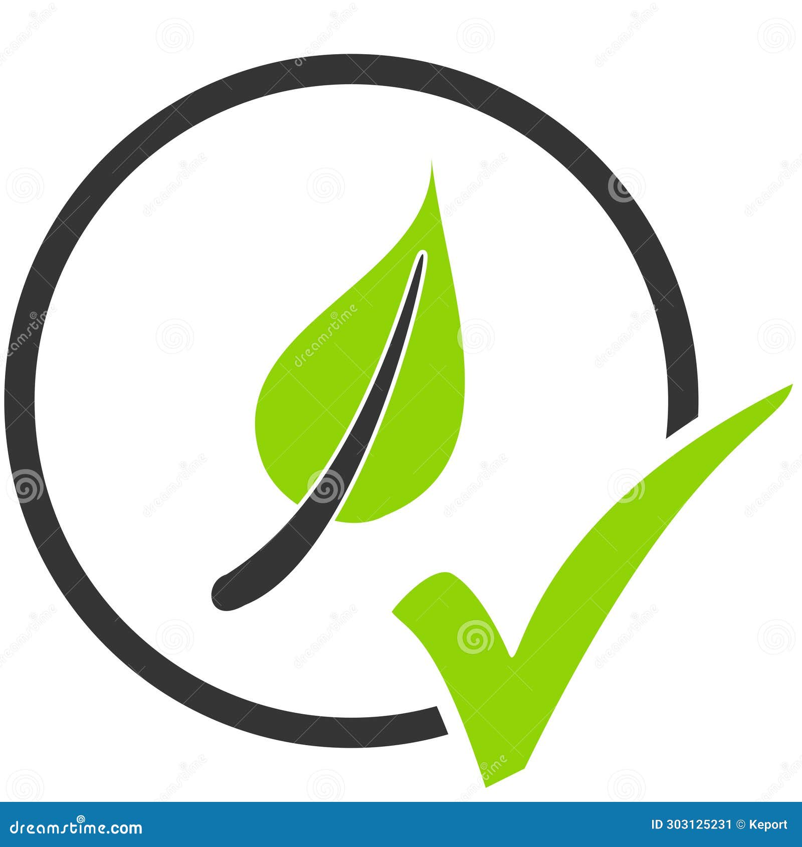 Leaf Icon in Circle with Green Tick Stock Illustration - Illustration ...