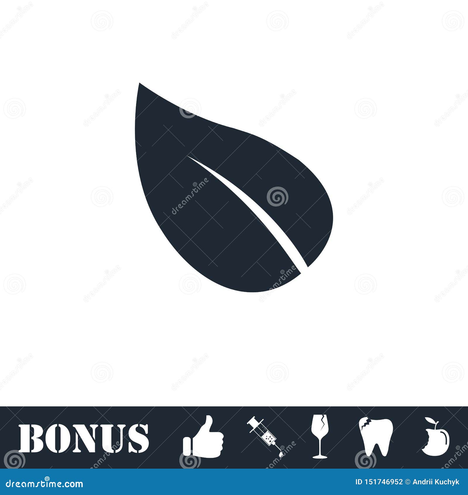 Leaf icon flat stock vector. Illustration of thin, nature - 151746952