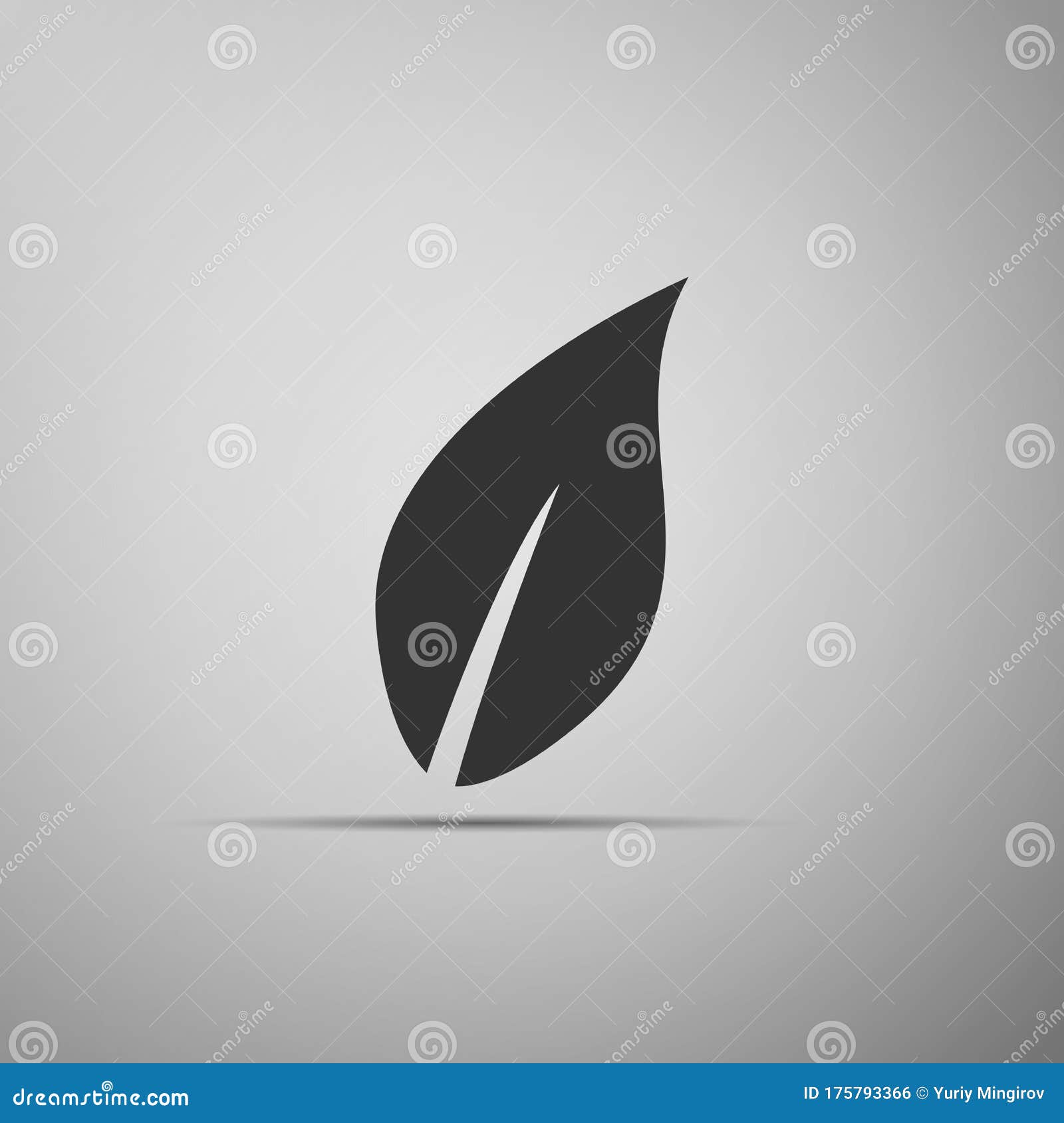 Leaf Icon on Grey Background Stock Vector - Illustration of graphic ...
