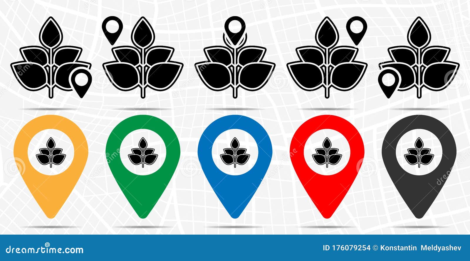 Leaf Icon in Location Set. Simple Glyph, Flat Illustration Element of ...