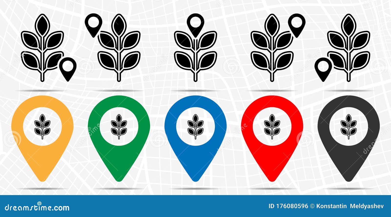 Leaf Icon in Location Set. Simple Glyph, Flat Illustration Element of ...