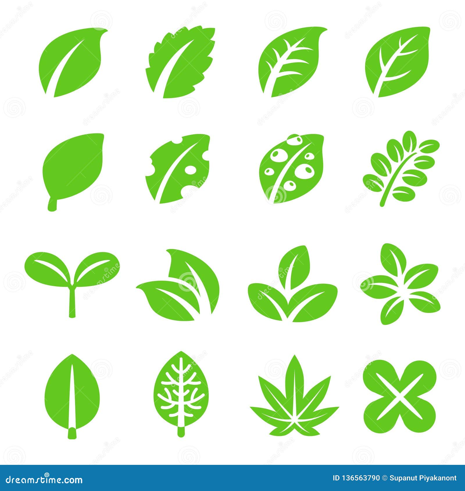 Leaf icon set stock vector. Illustration of clover, concept - 136563790