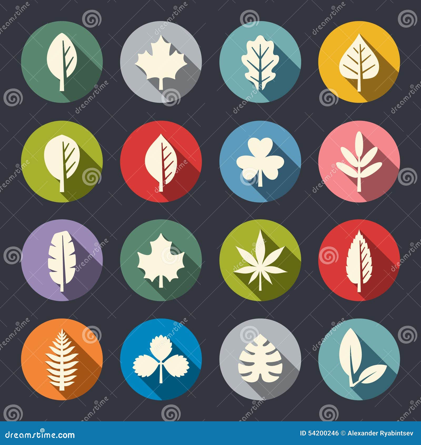 Leaf icon set stock vector. Illustration of flora, group - 54200246